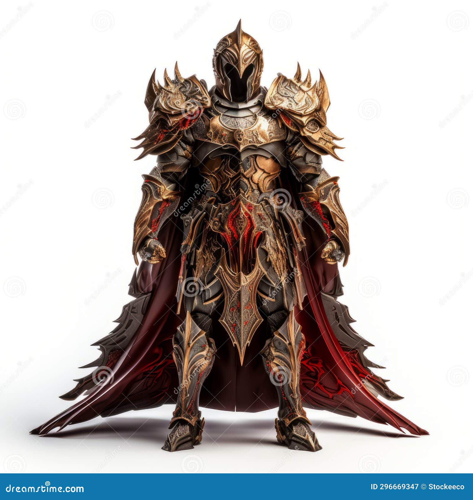 Incredible Armored Knight with Red and Silver Cape Stock Illustration ...