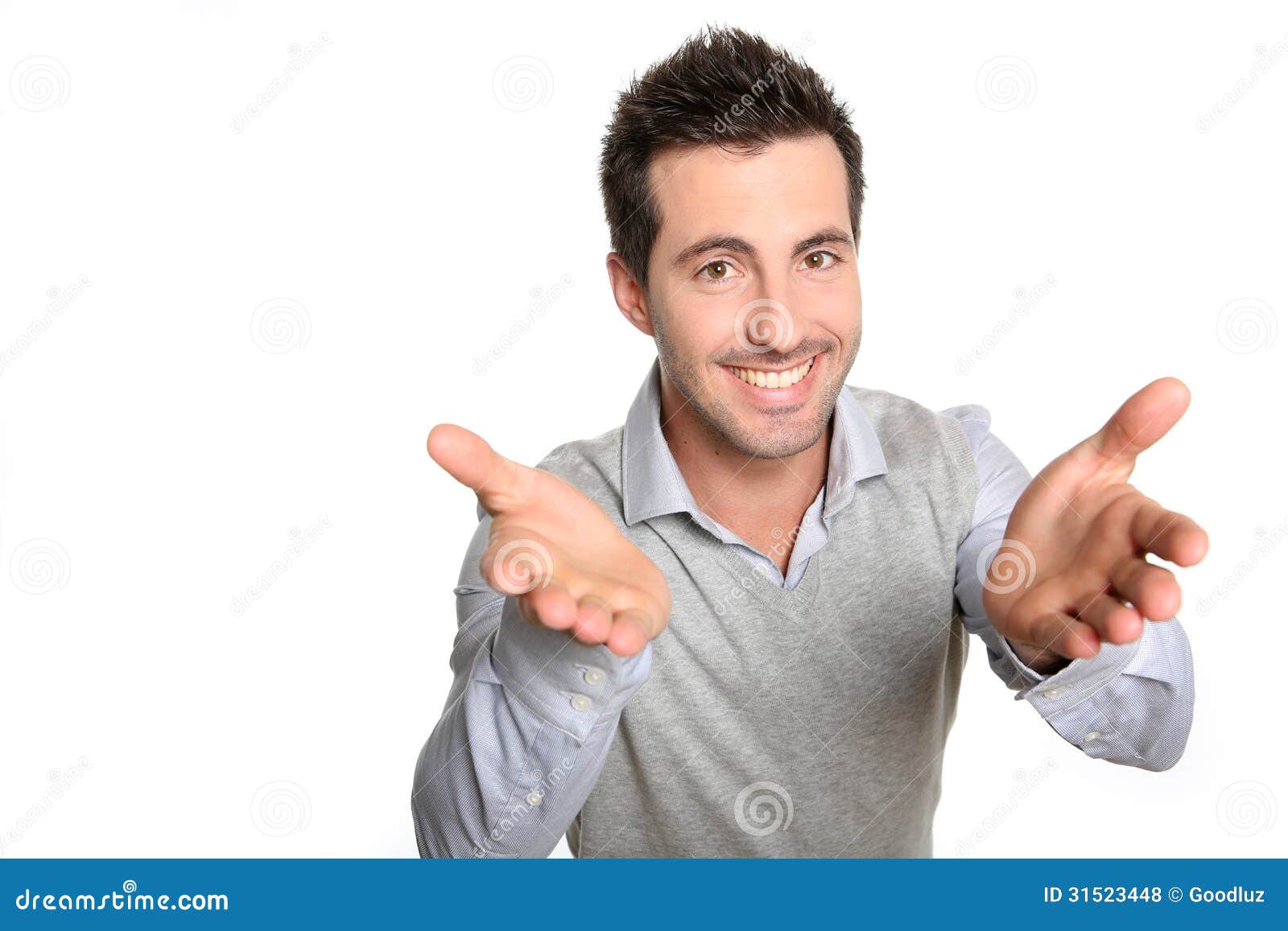 Man with Arms Opened Looking at Camera Stock Photo - Image of camera ...