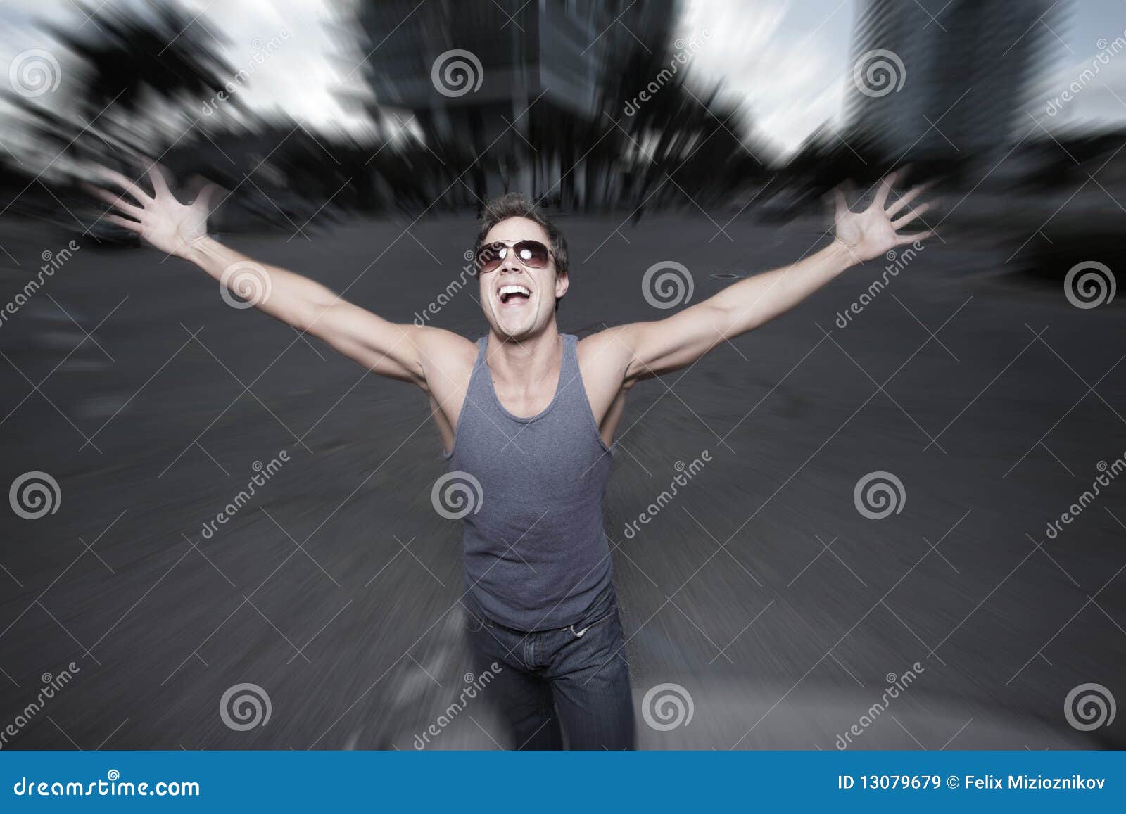 Man with arms outstretched stock image. Image of attractive - 13079679