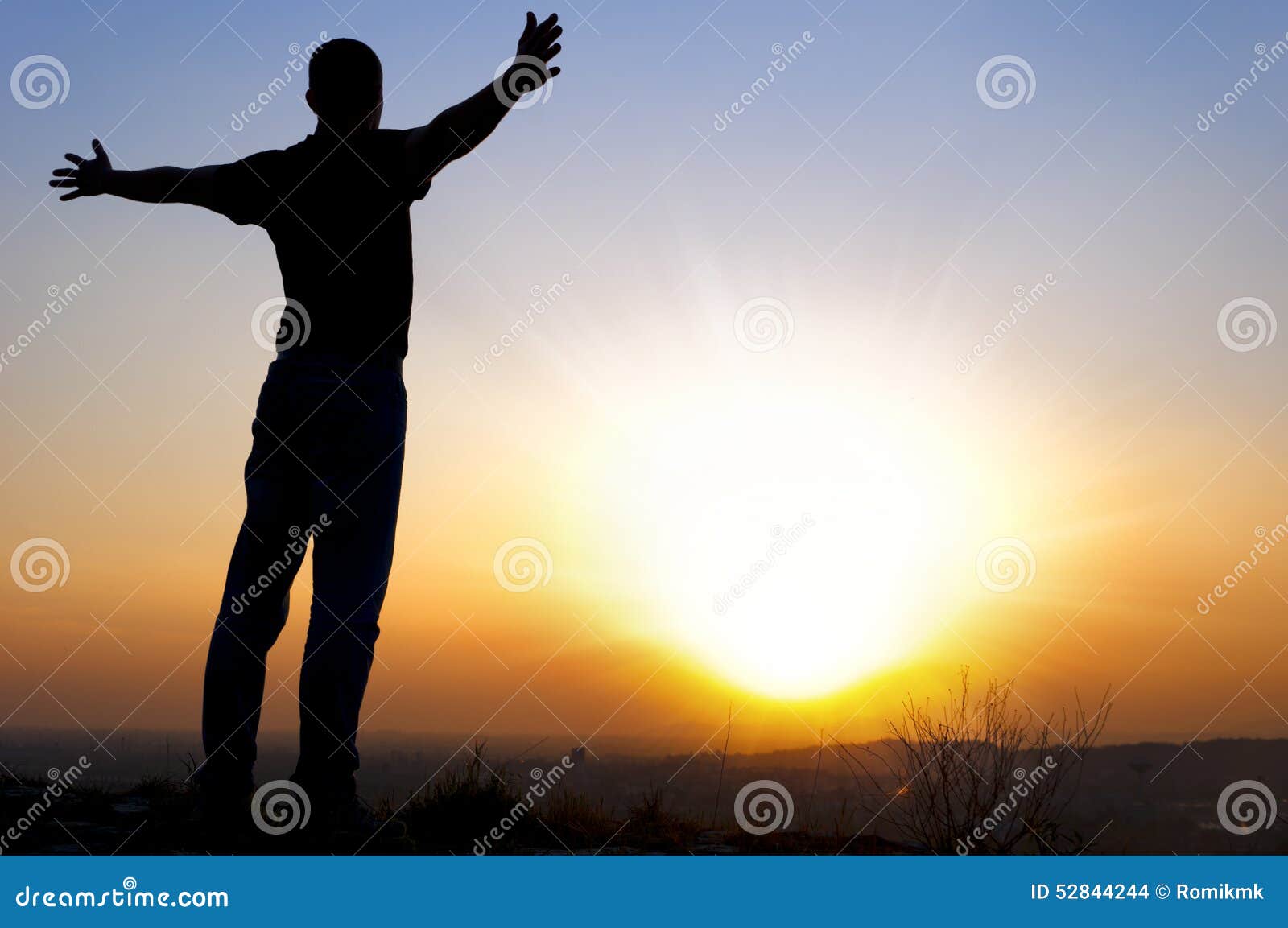Man Arms Outstretched To the Side at Sunset Stock Photo - Image of ...