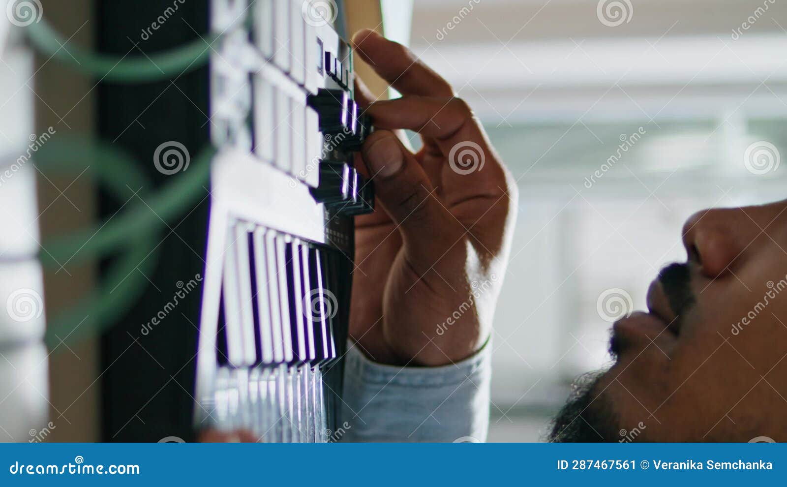 Man Arms Using Keyboard Home Vertical Closeup. Anonymous Dj Touching ...