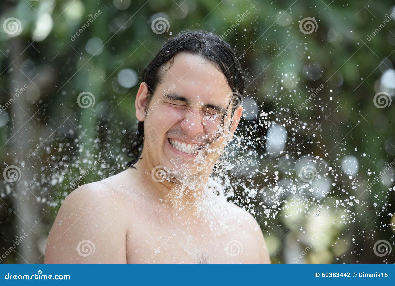 Man around water drops stock photo. Image of washing - 69383442