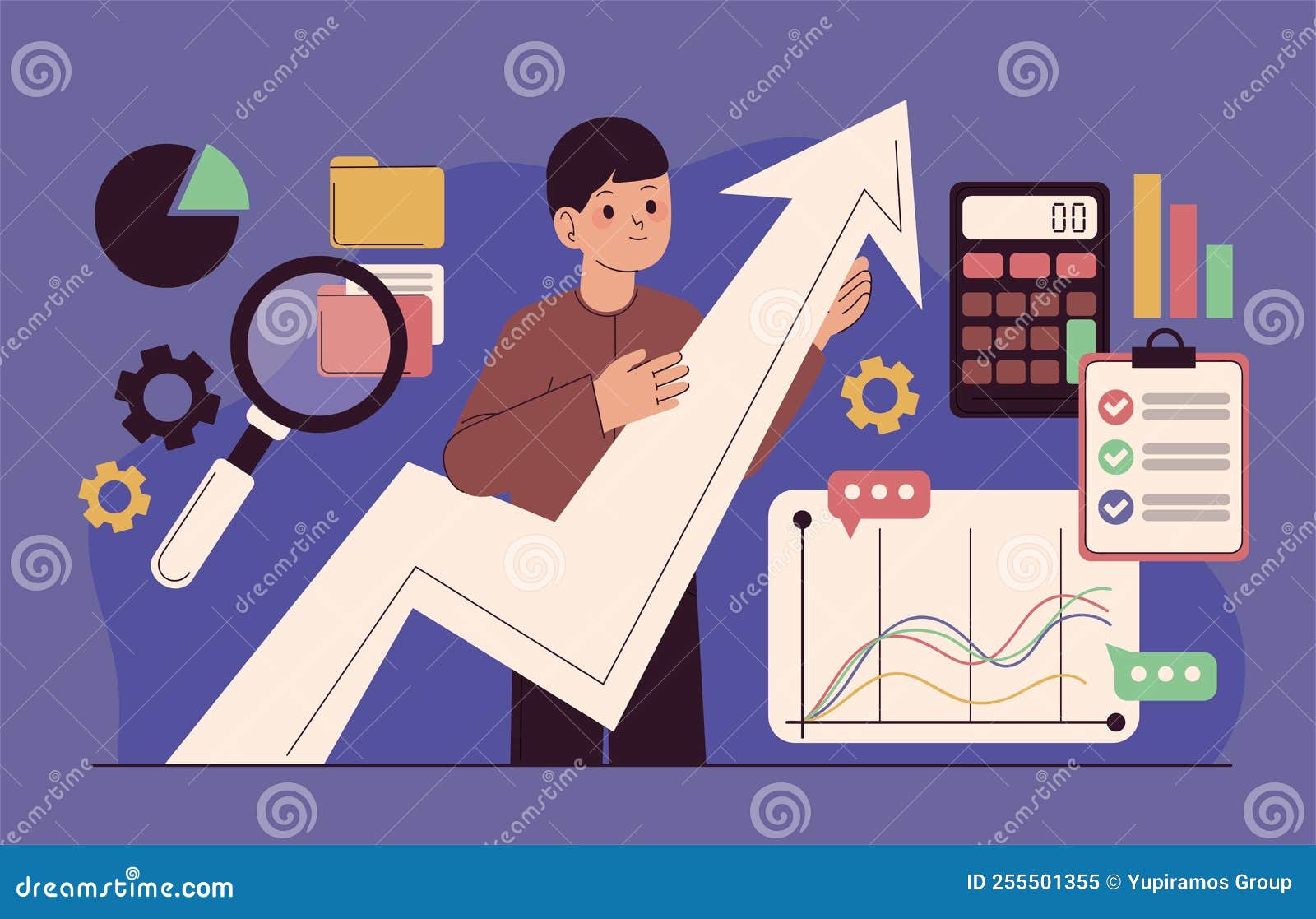 Man and Arrow Accounting and Auditing Stock Vector - Illustration of ...