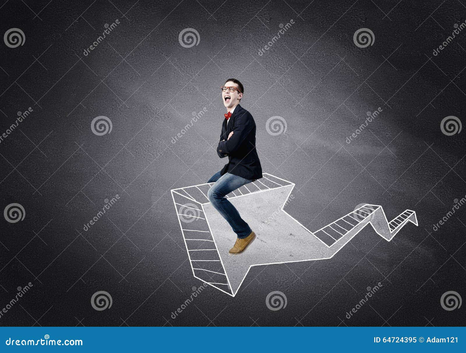 Man on arrow graph stock image. Image of intelligence - 64724395