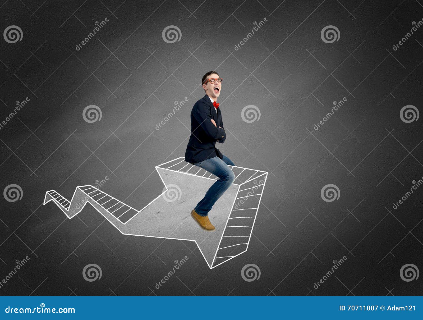 Man on arrow graph stock image. Image of graph, finance - 70711007