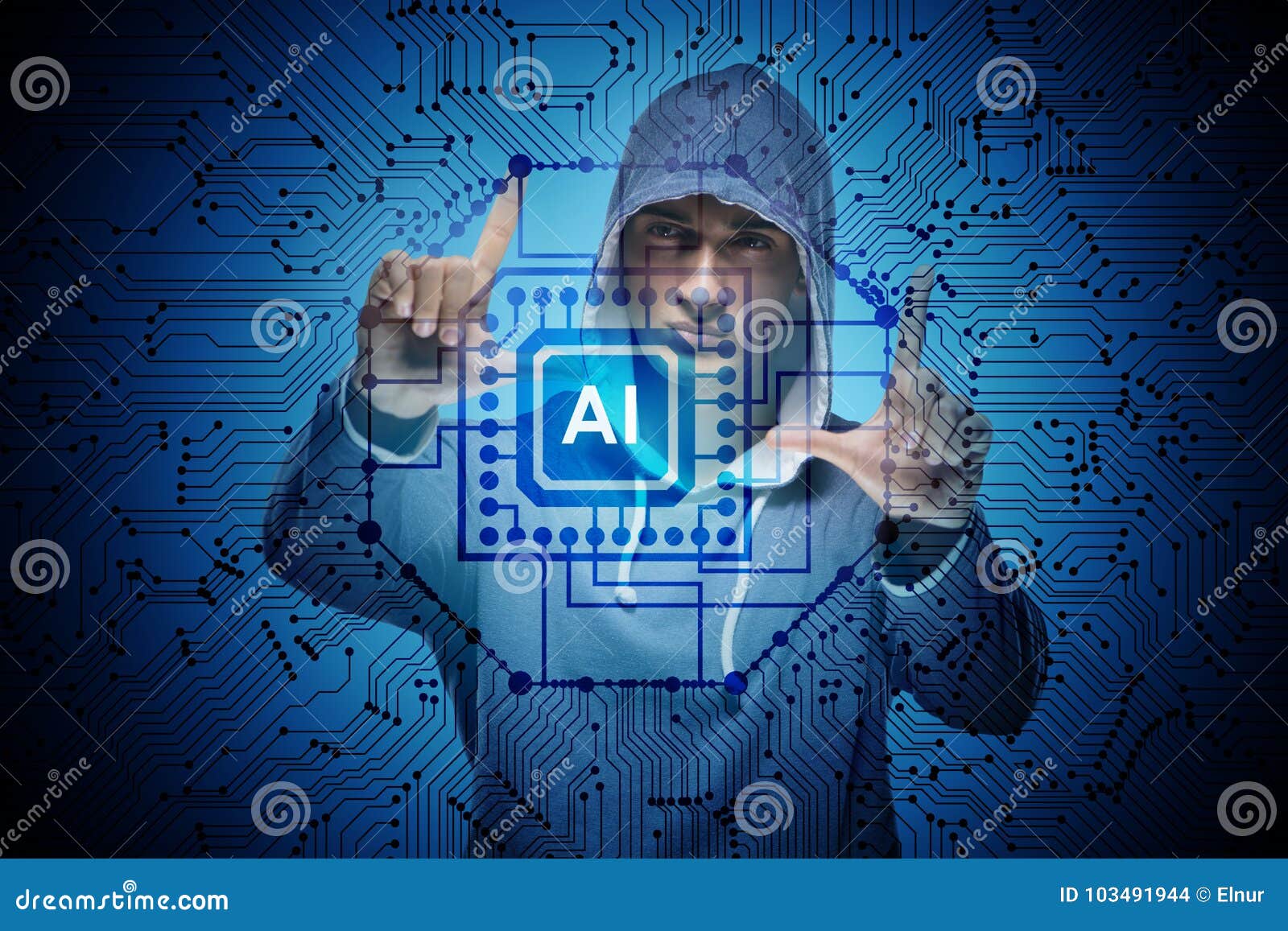 The Man in Artificial Intelligence Concept Stock Photo - Image of ...