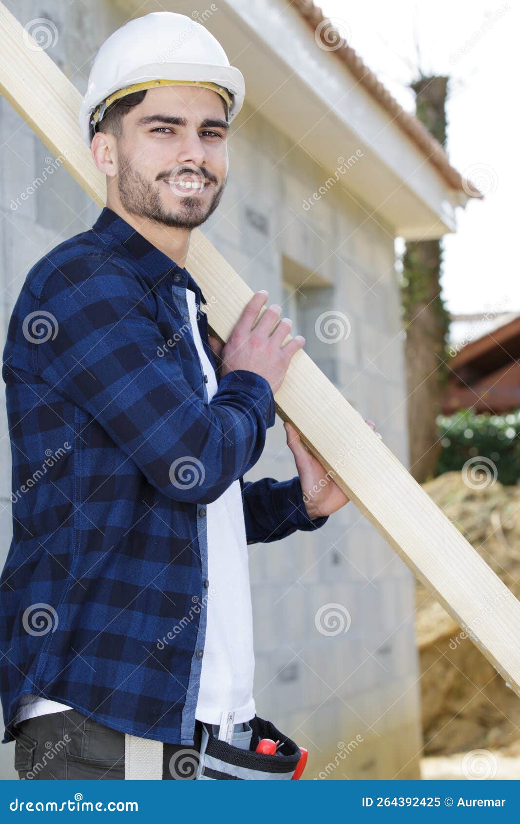 Man As Builder Carrying Wood and Working Stock Image - Image of ...