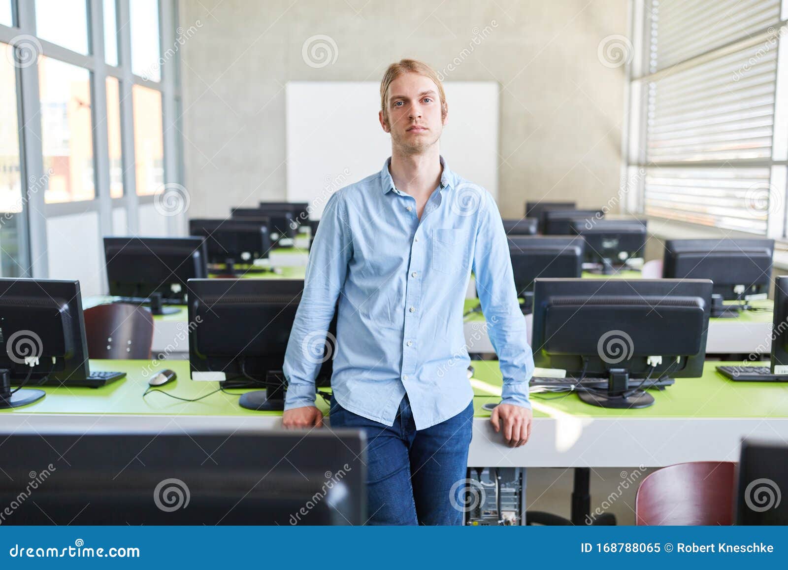 Man As it Programmer in Computer Course Stock Image - Image of ...
