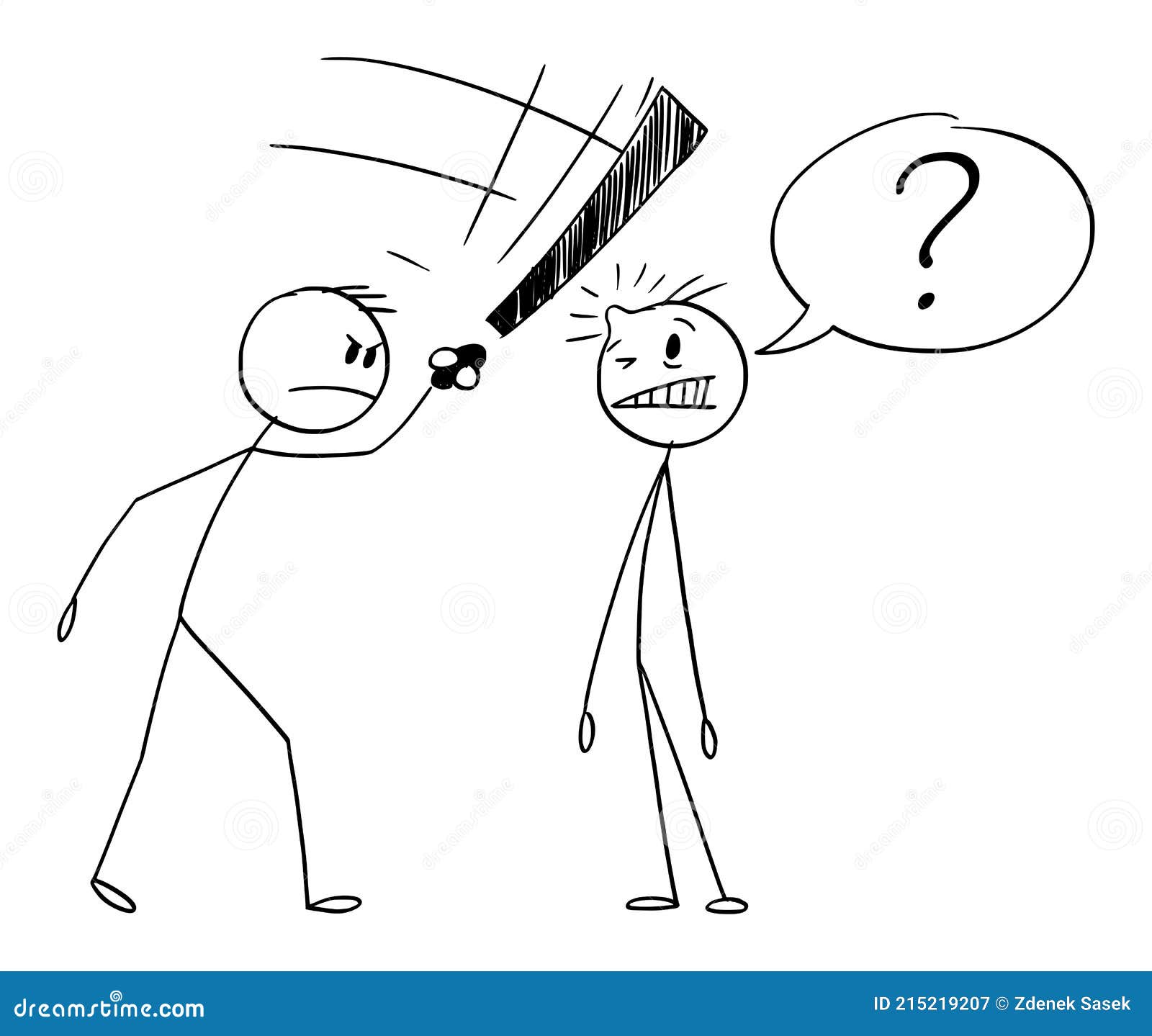 Man Asking Question, Another Man Beating Him by Exclamation Mark ...