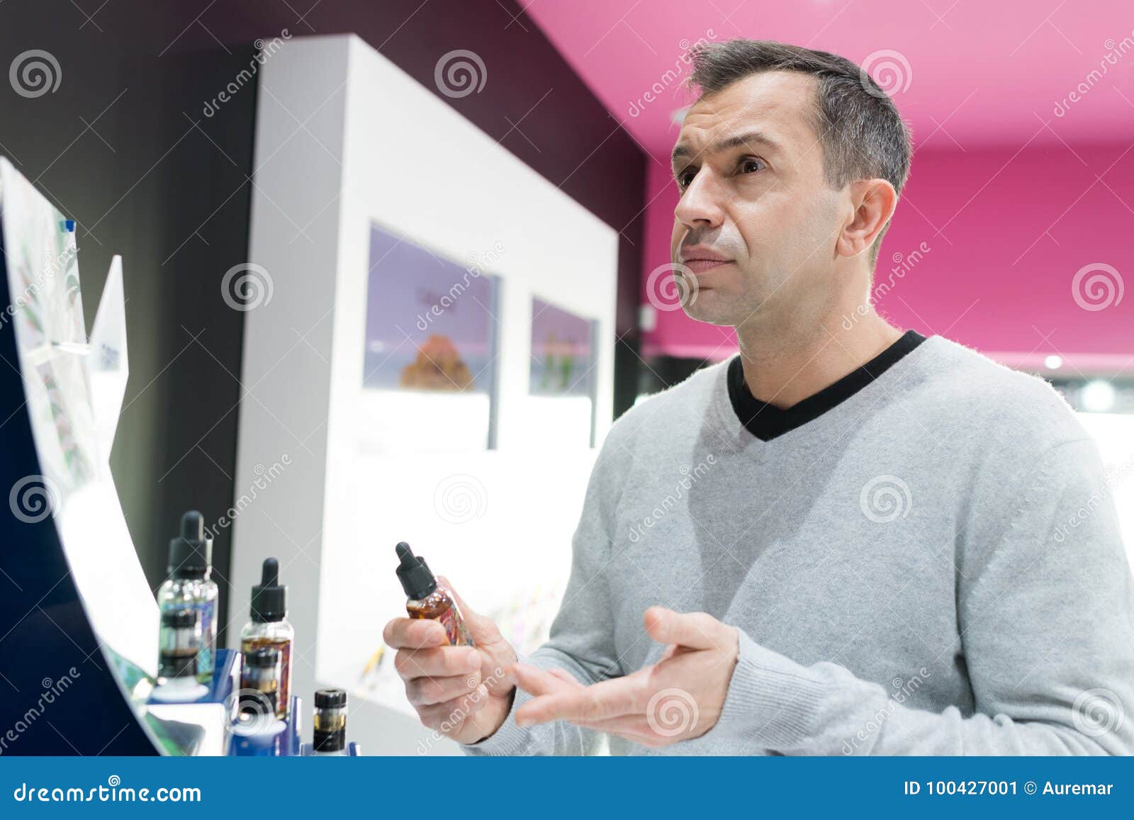 Man Asking for Refund in E-cigarette Shop Stock Image - Image of debit ...