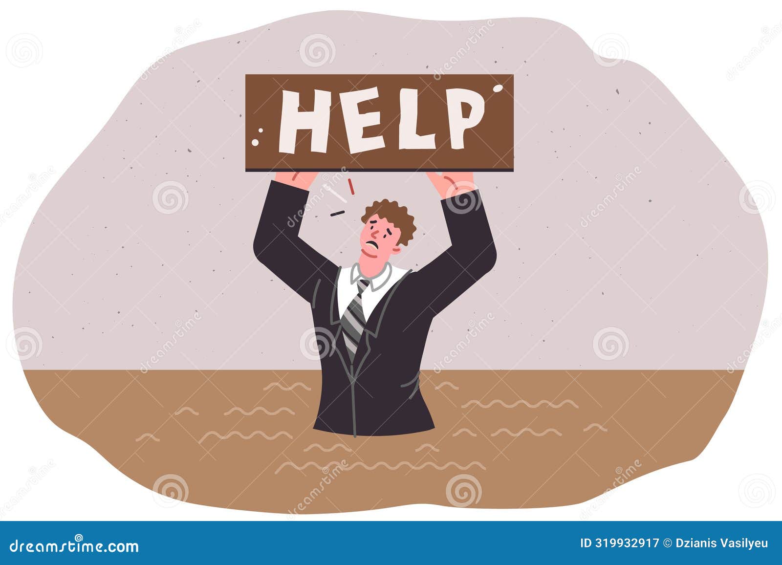 Man Asks for Help Stuck in Quicksand, As Metaphor for Economic Crisis ...