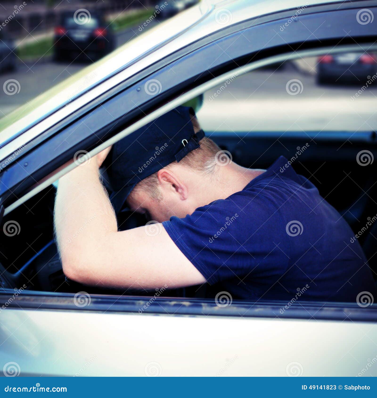 Man asleep in the Car stock image. Image of sleeping - 49141823
