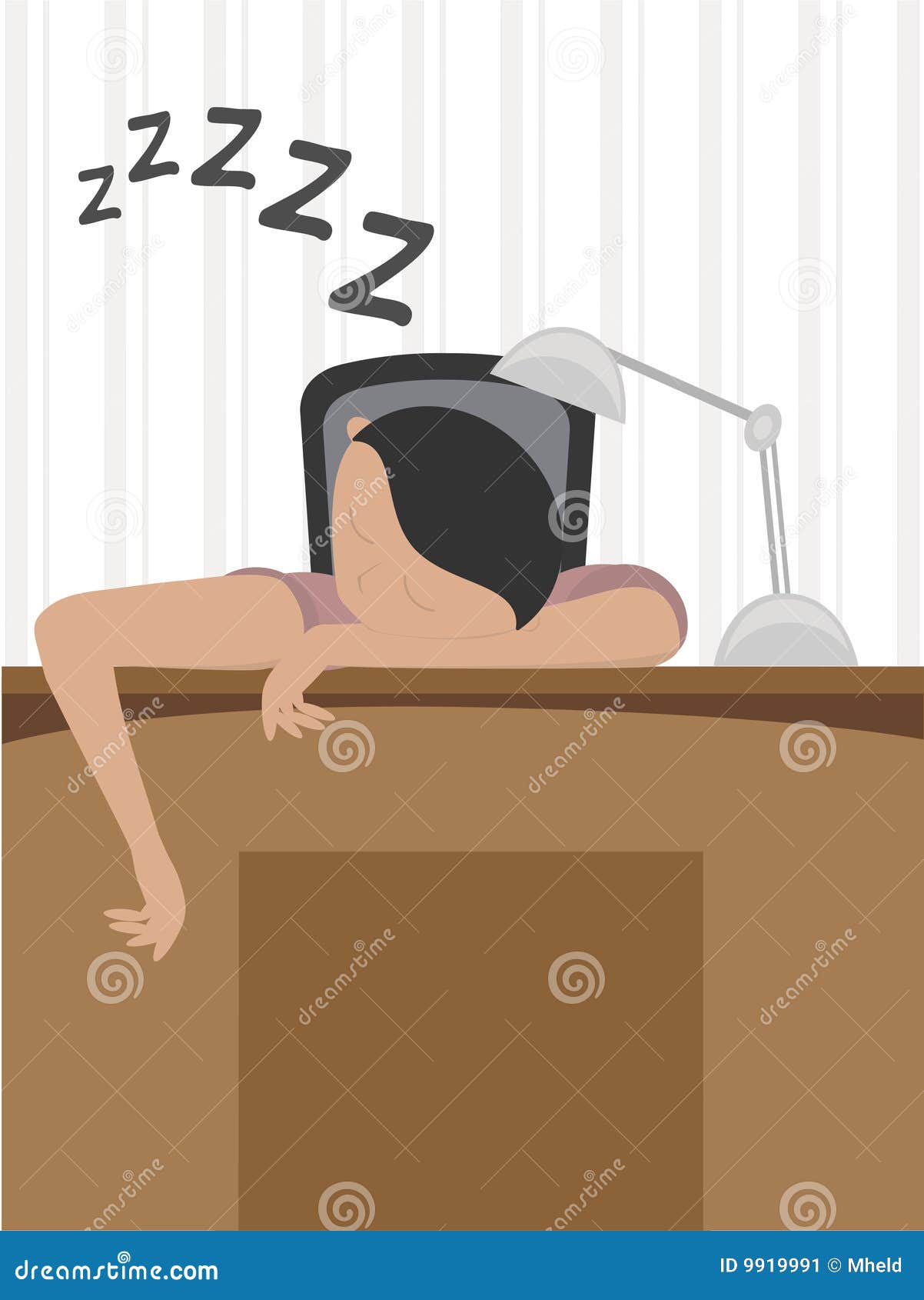 Man asleep on desk stock vector. Illustration of male - 9919991
