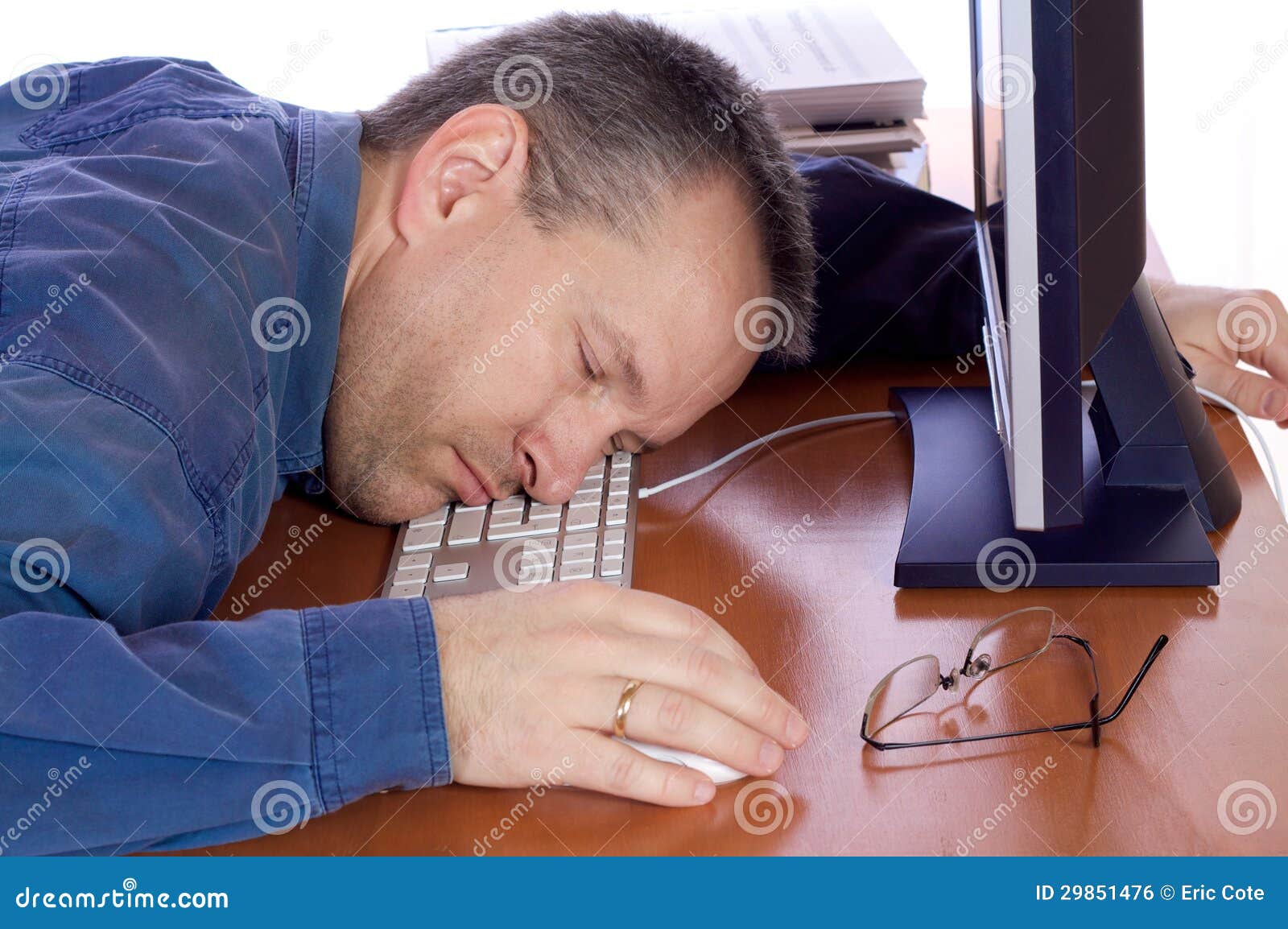 Tired computer guy stock photo. Image of sleeping, late - 29851476