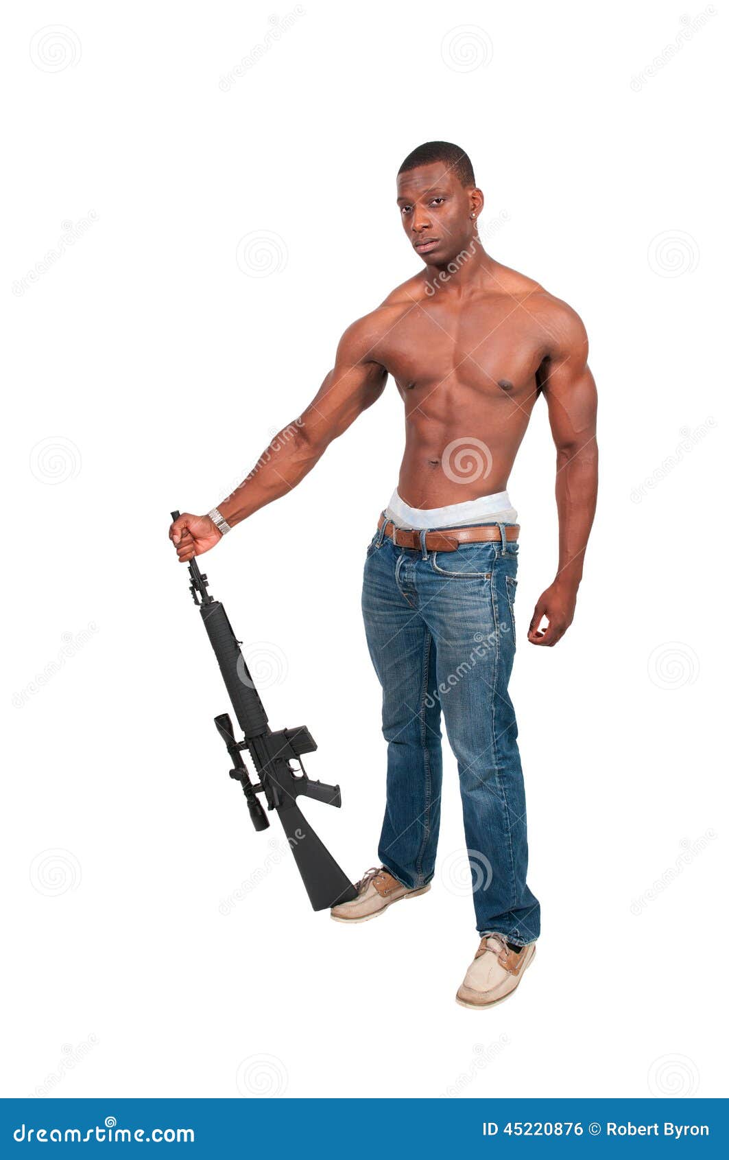 Man with Assault Rifle stock photo. Image of machine - 45220876