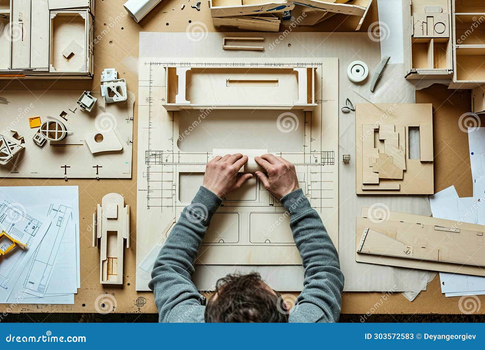 A Man Assembles A Cardboard 3D Model Royalty-Free Stock Photo ...