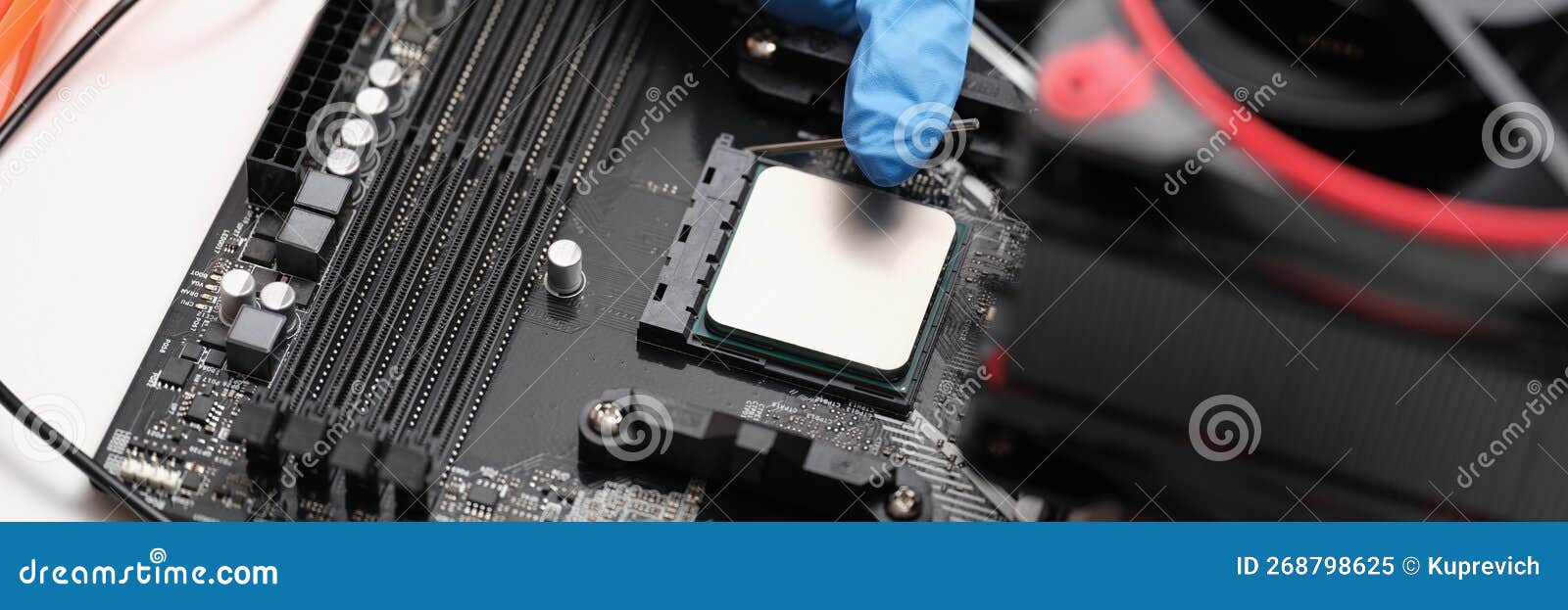 Man Assembles Components To Build Computer Closeup Stock Image - Image ...