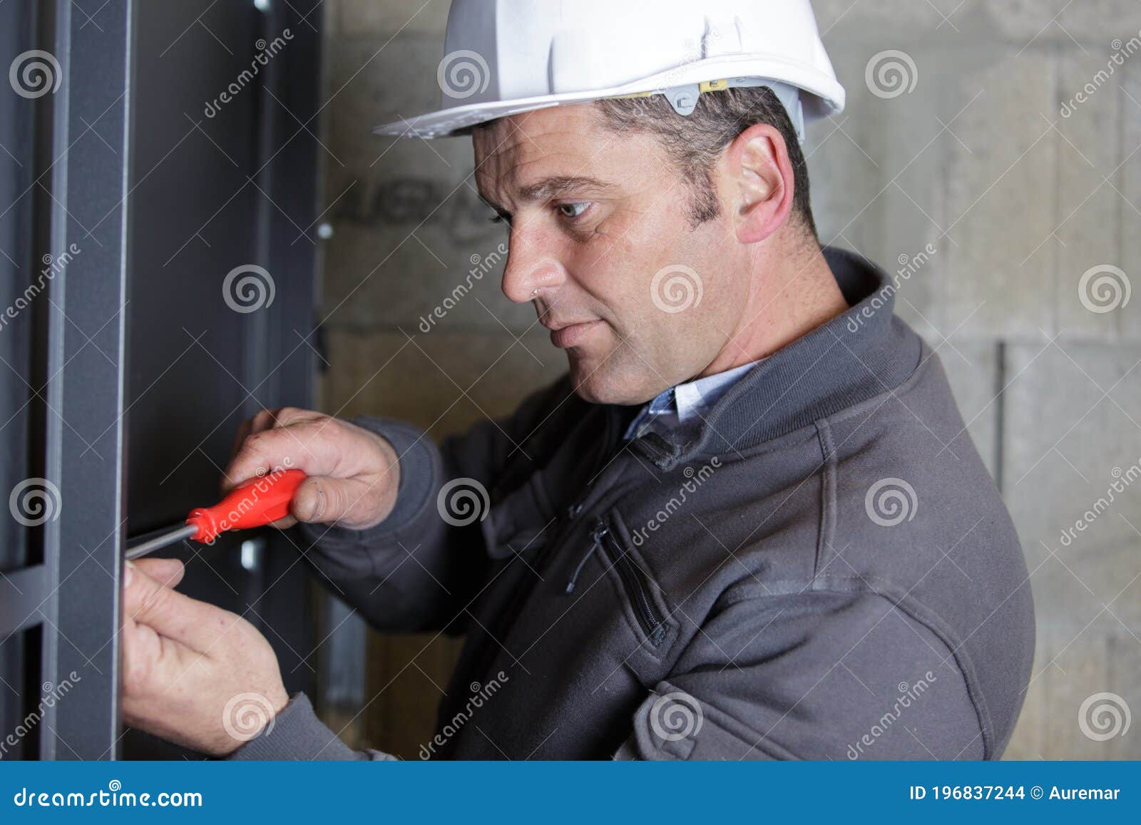 Man Assembles Profile Metal Frame Stock Photo - Image of handyman ...