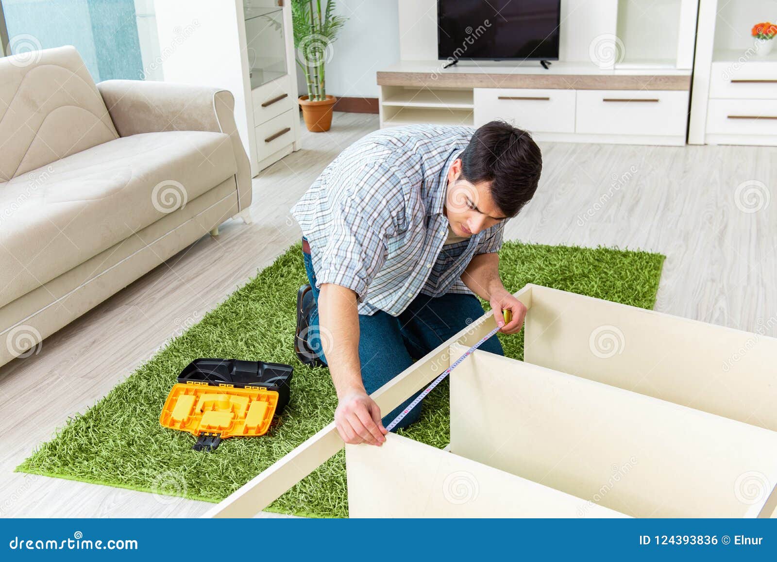 The Man Assembling Furniture at Home Stock Photo - Image of assembling ...
