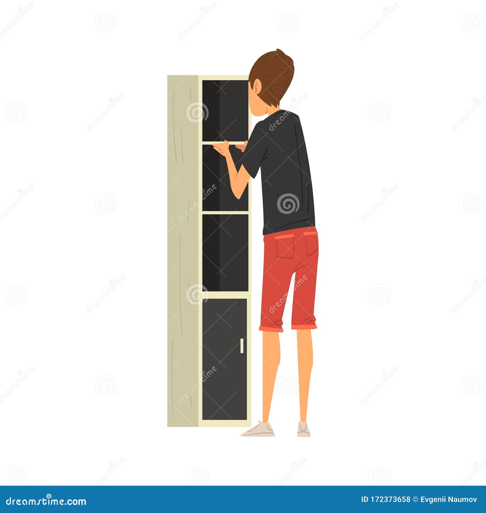 Man Assembling And Installing New Cupboard, Manual Furniture Assembly ...