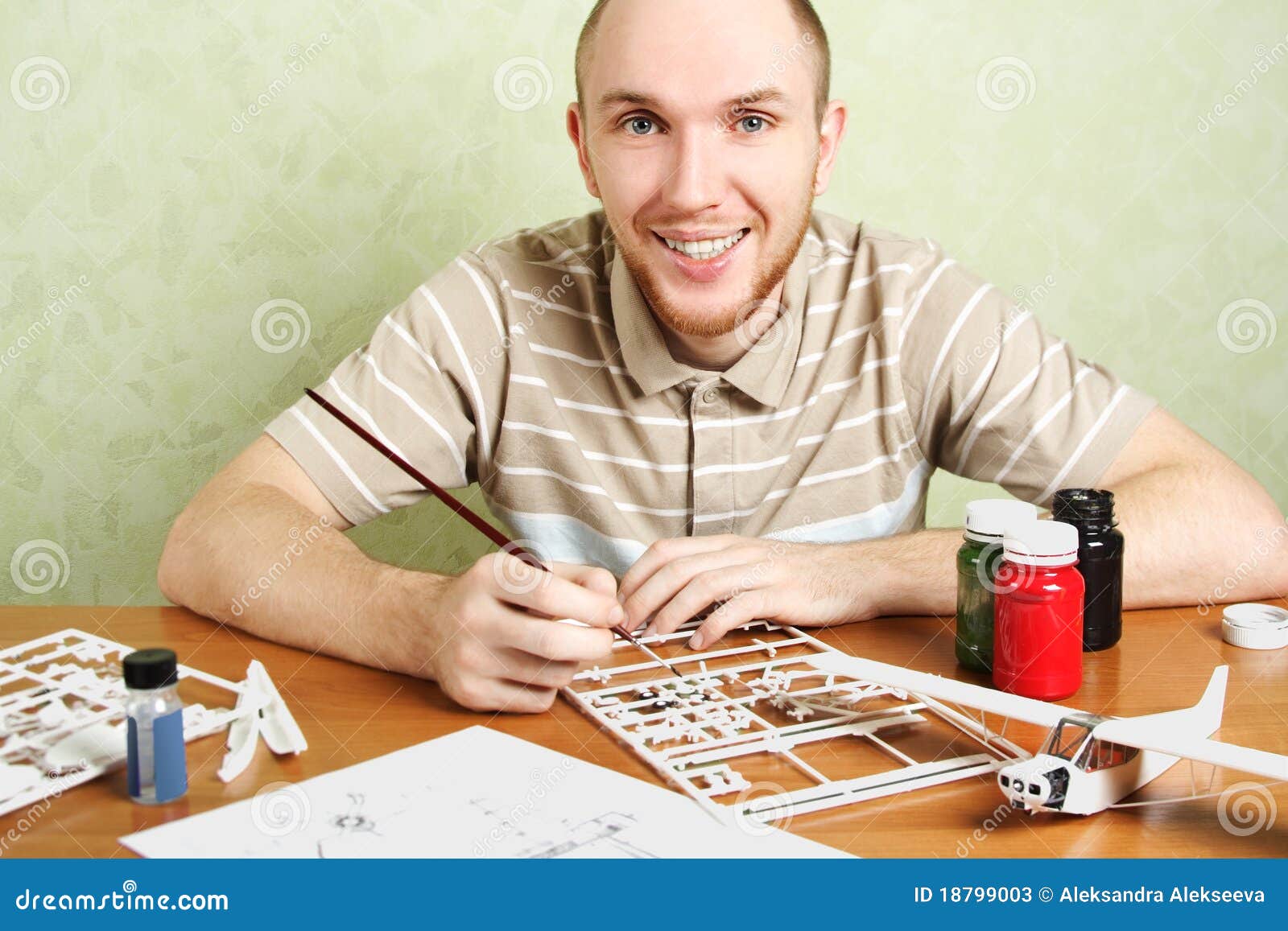 Man Assembling Plastic Airplane Model Stock Image - Image of object ...