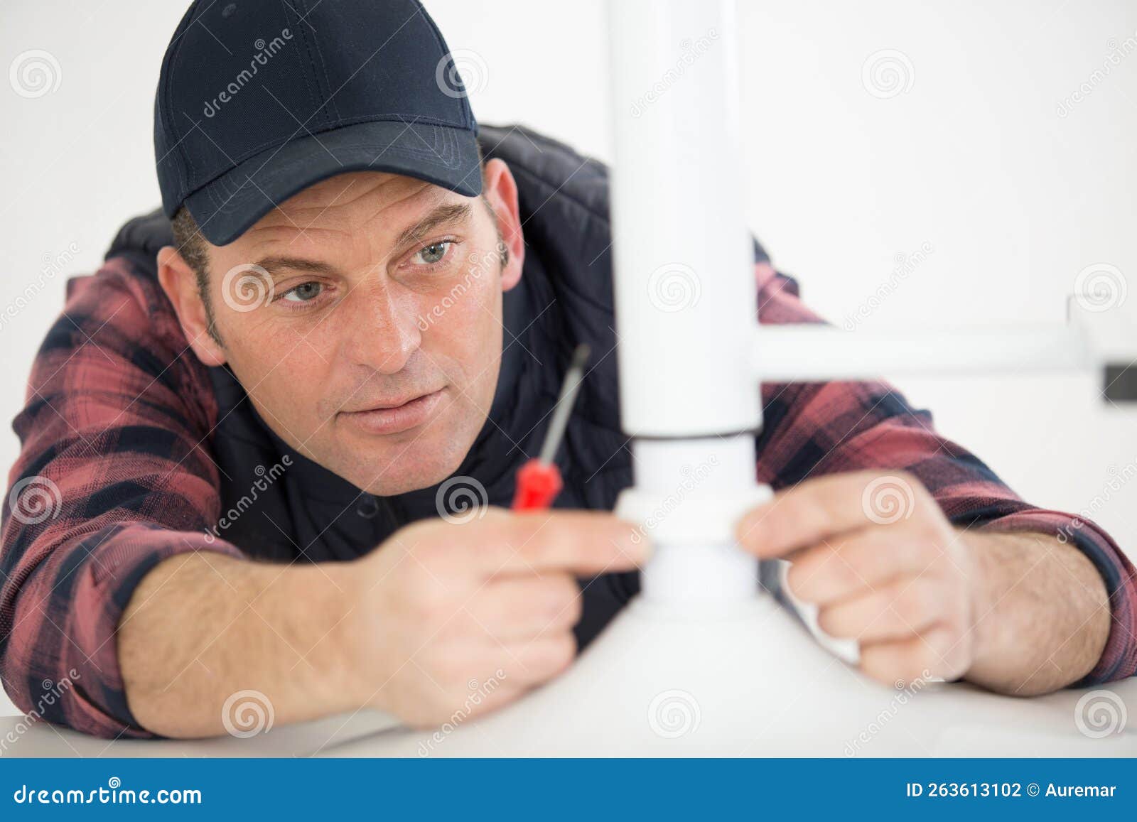 Man Assembling Stool Using Screwdriver Stock Photo - Image of making ...