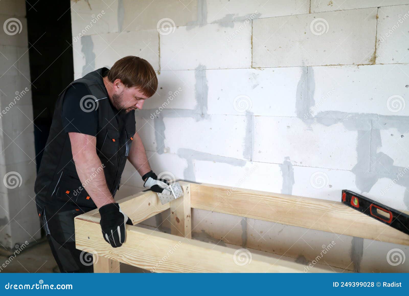 Man assembling table stock photo. Image of level, decorator - 249399028