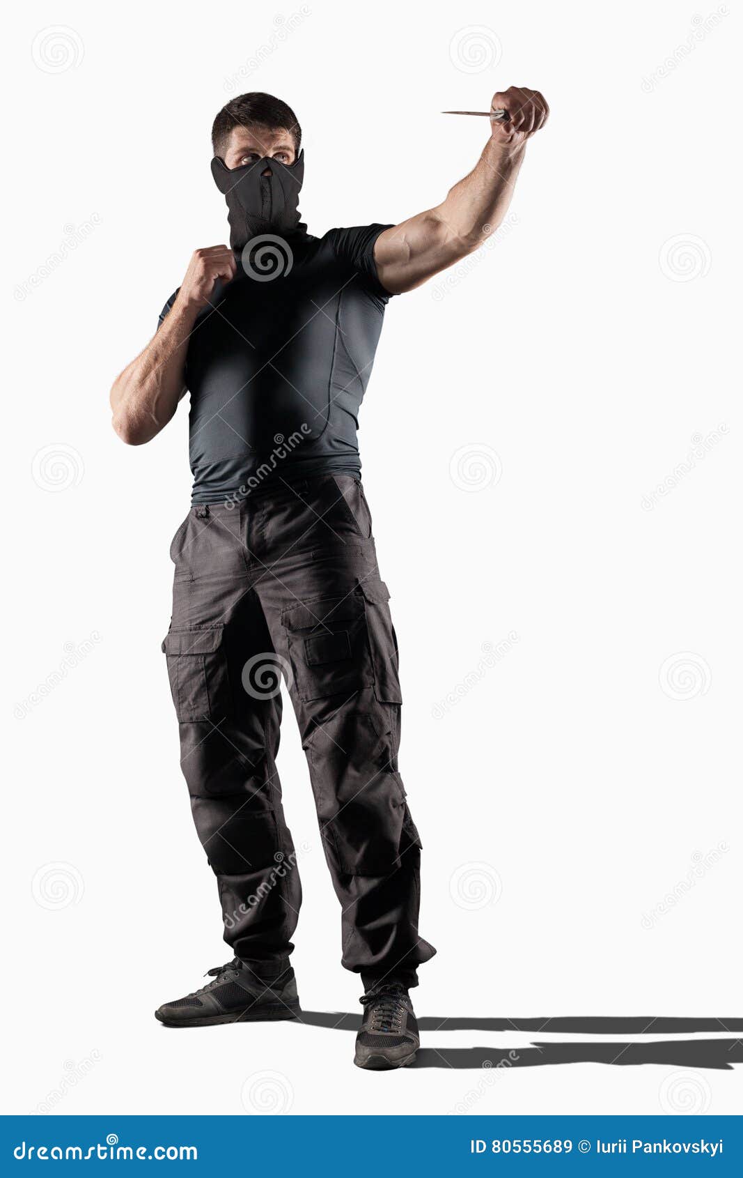 Man Atacking with Knife Isolated Stock Image - Image of expert ...