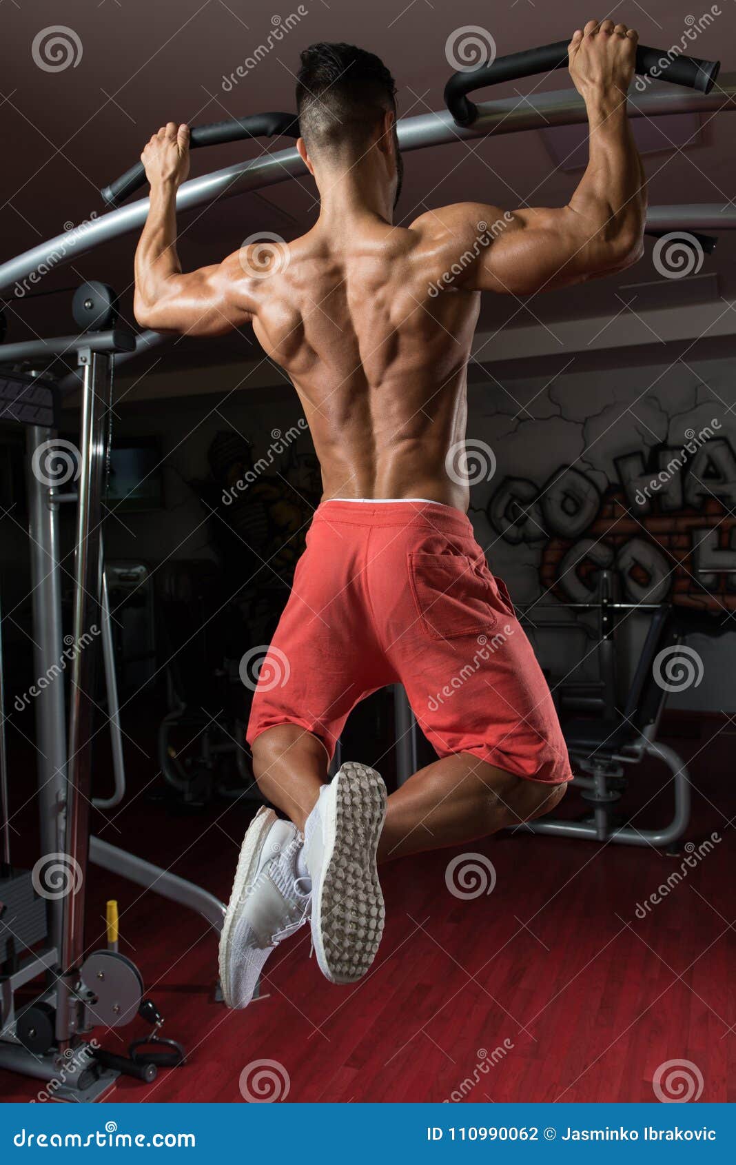 Bodybuilder Doing Pull Ups Best Back Exercises Stock Photo - Image of ...