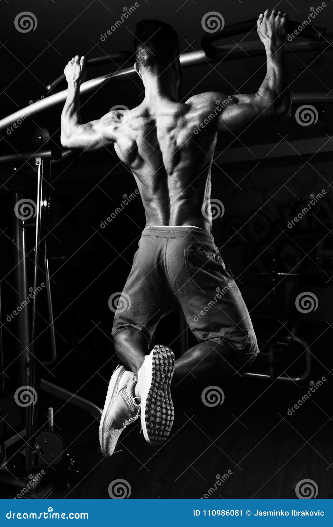 Bodybuilder Doing Pull Ups Best Back Exercises Stock Image - Image of ...