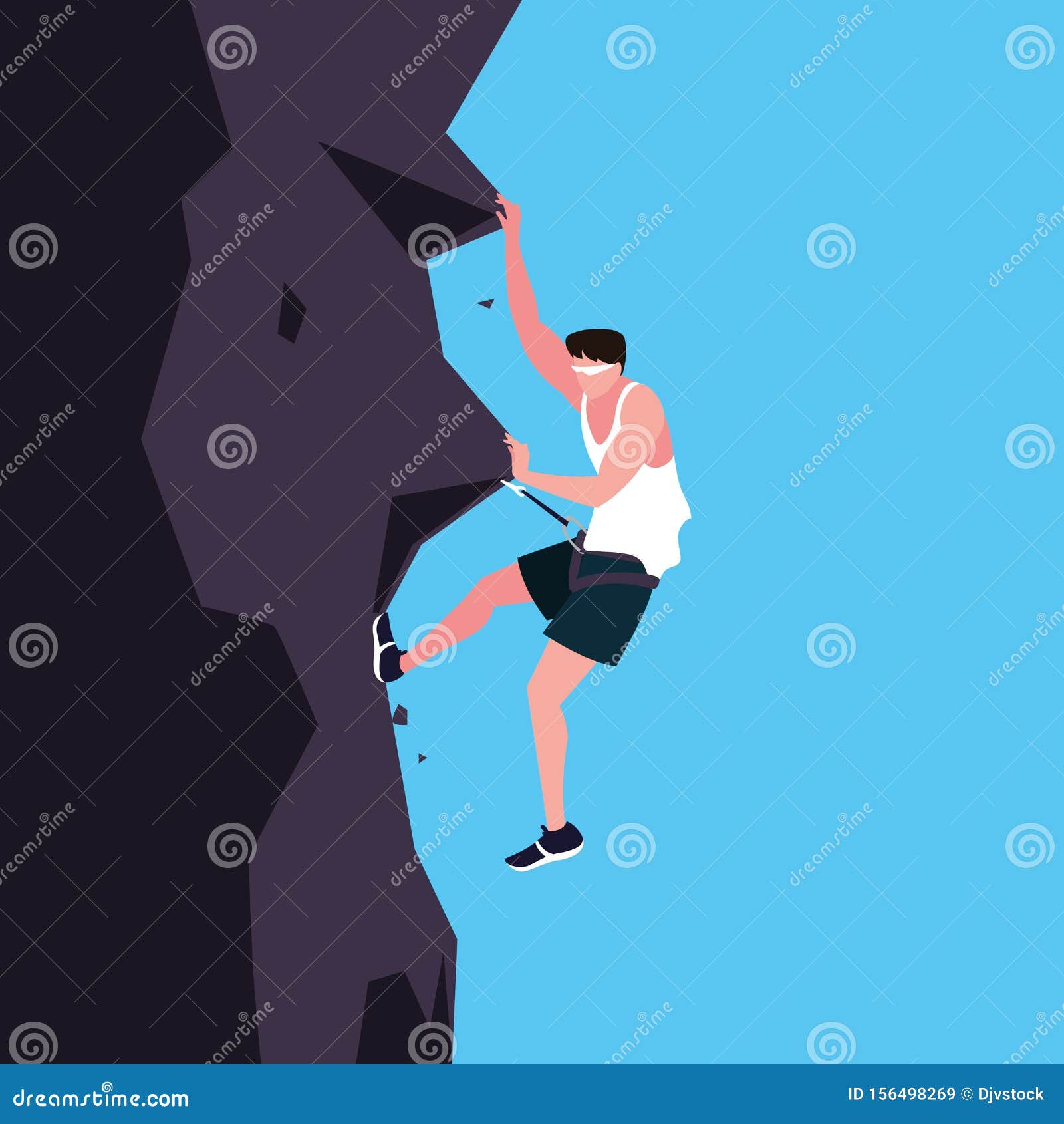 Man Athlete Practicing Climbing Character Stock Illustration ...