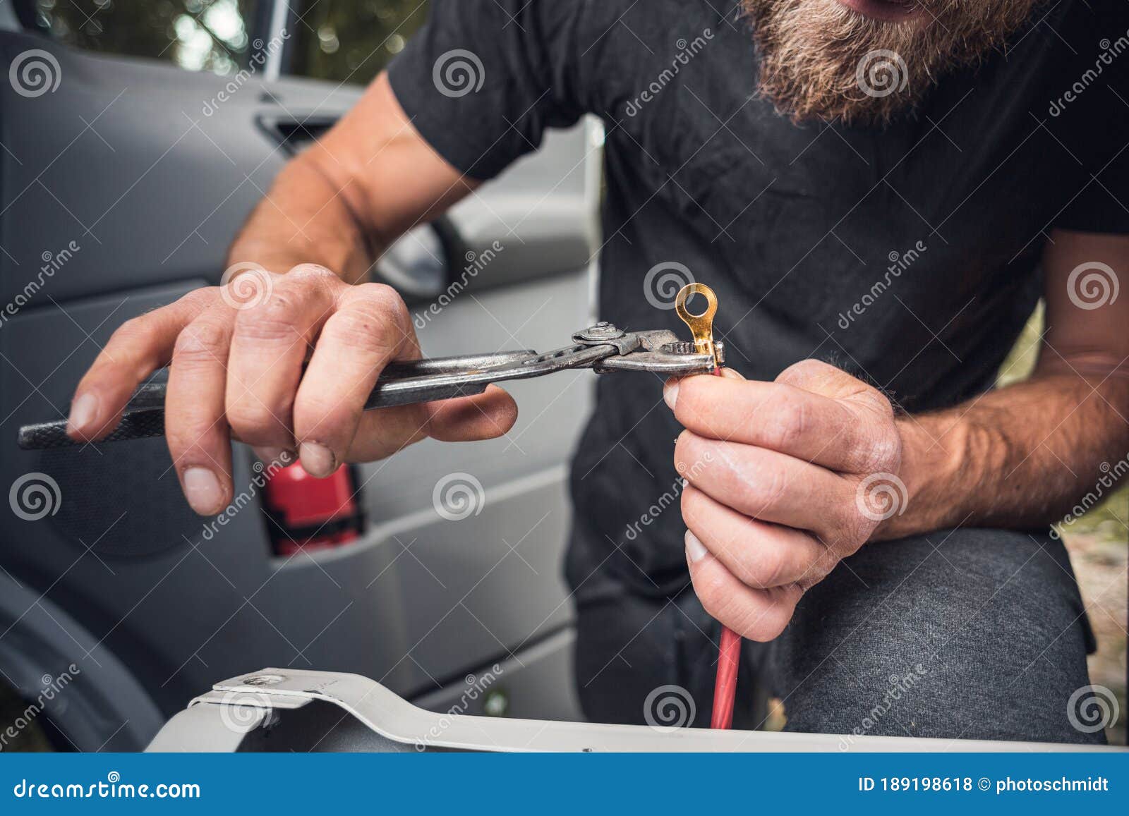 Man Attaching a Cable Lug To a Copper Cable Stock Photo - Image of real ...