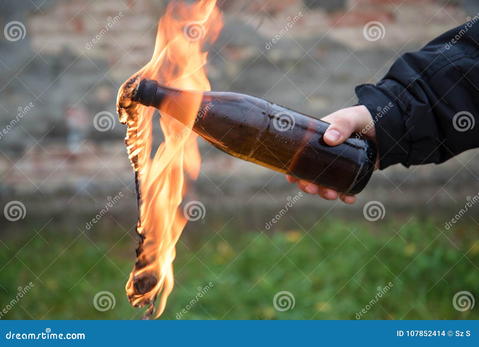 Man Attack with Molotov Cocktail Stock Photo - Image of power, fight ...