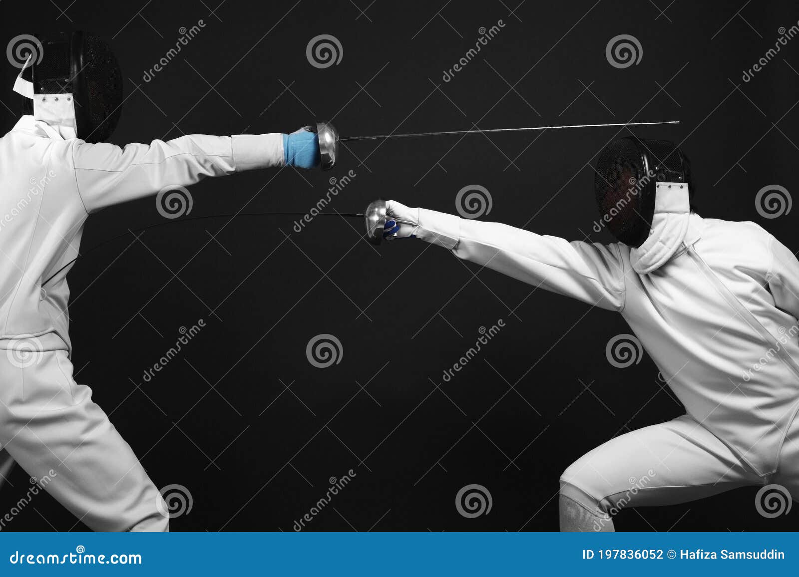 Man attacking his opponent stock photo. Image of foil - 197836052