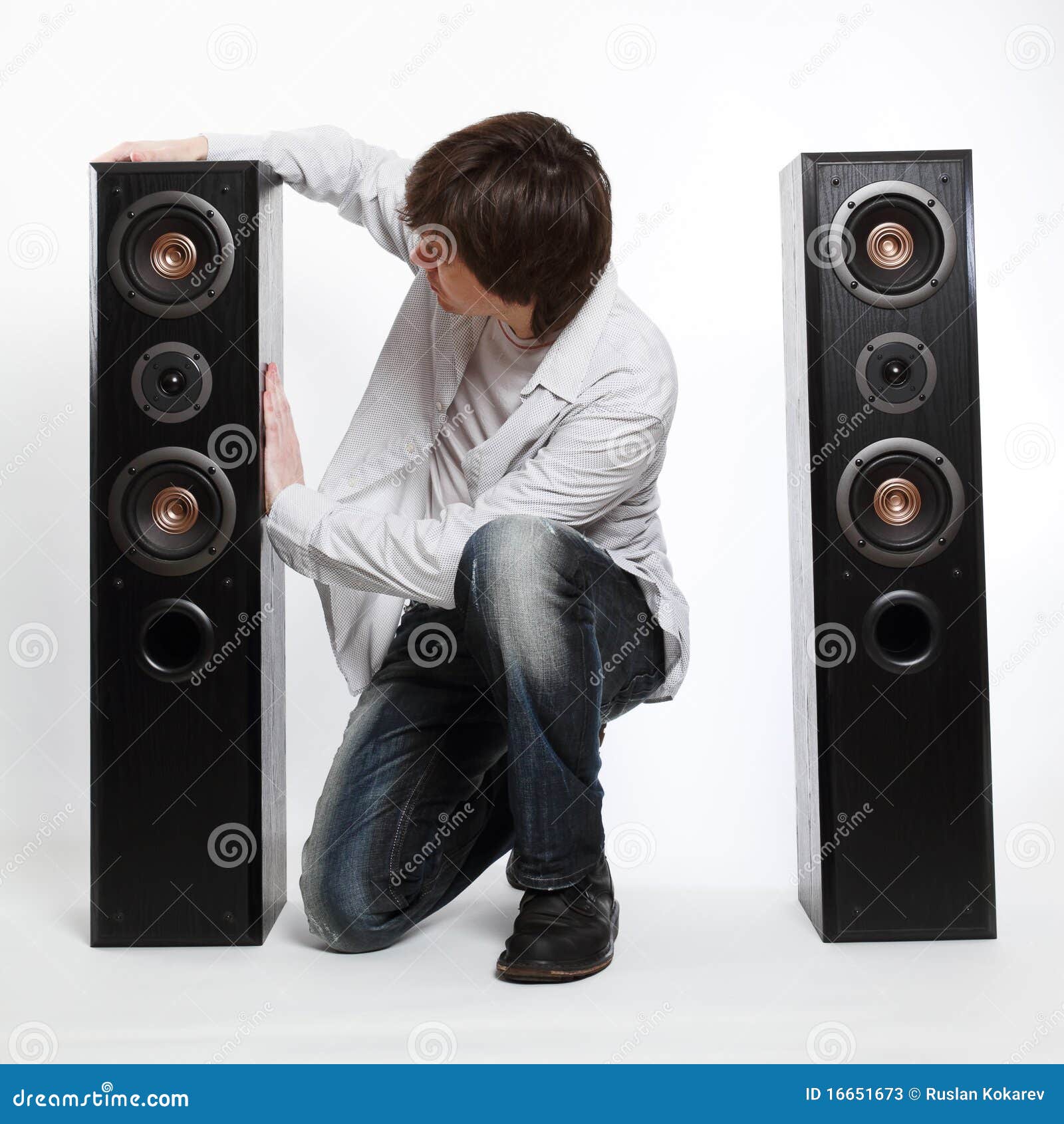 Man with audio system. stock image. Image of white, jeans - 16651673