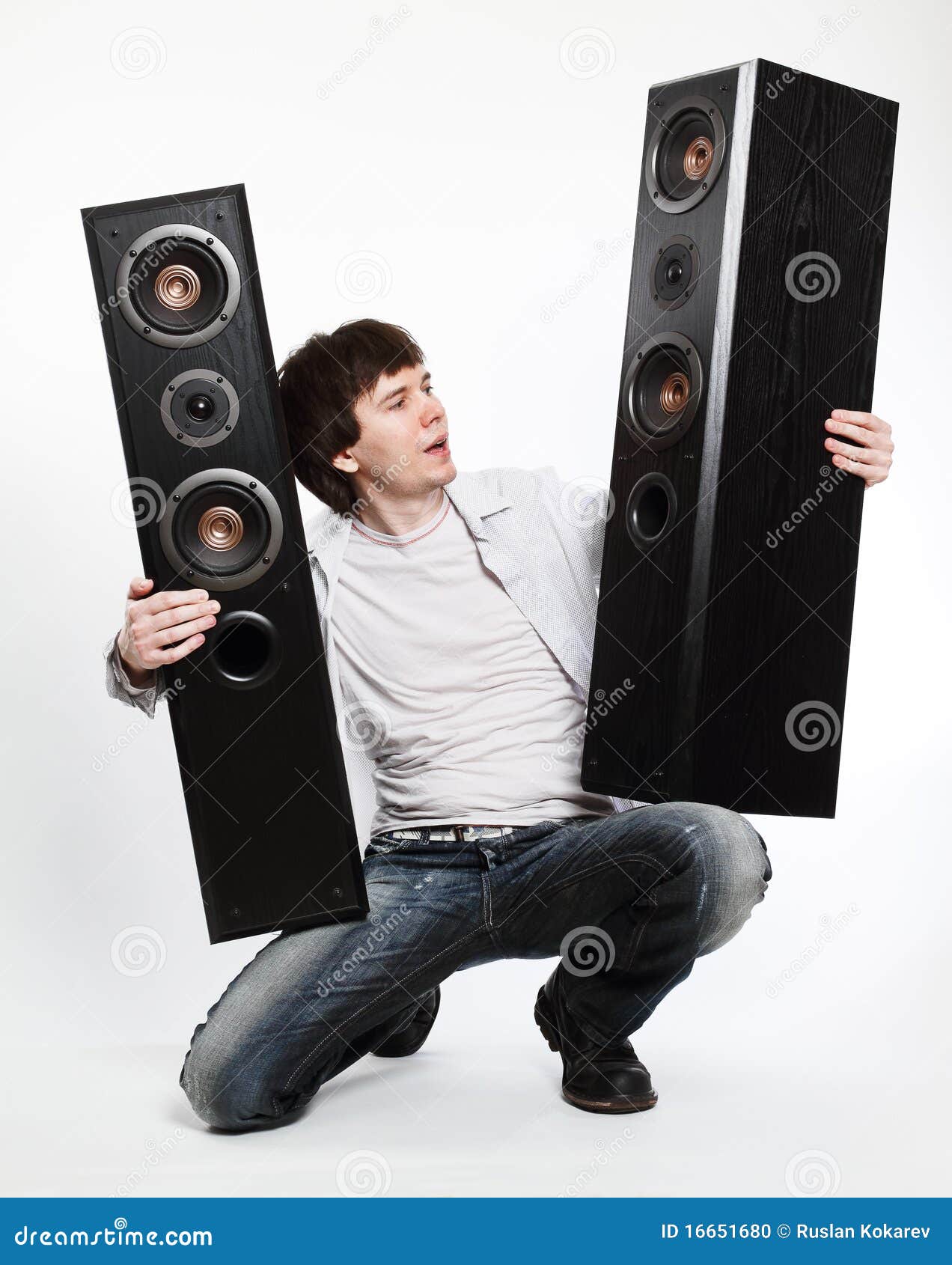 Man with audio system. stock photo. Image of speaker - 16651680