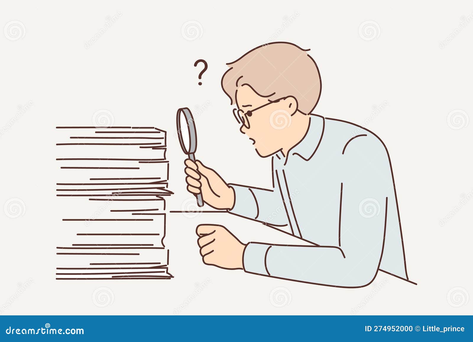 Man Auditor Looking for Errors in Financial Statements by Looking ...