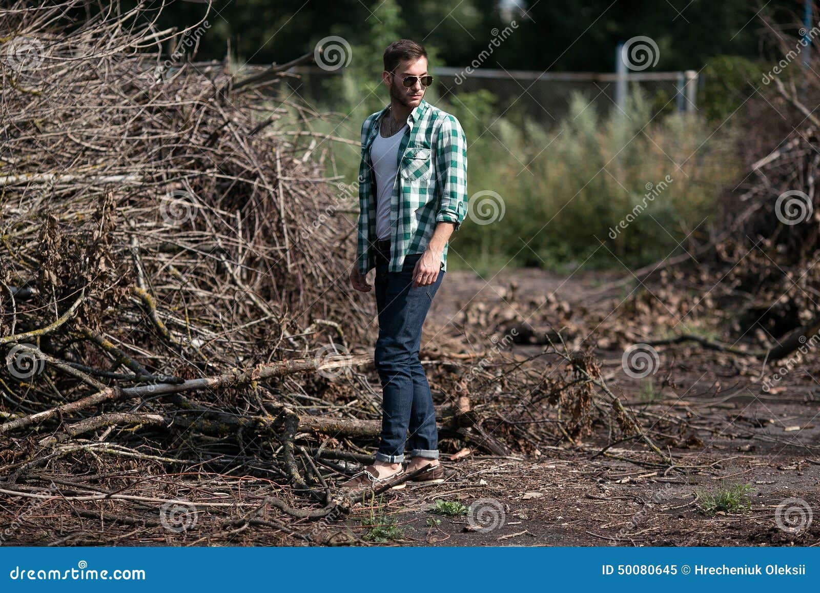 The Man in the Authentic Boots and Selvedge Jeans on a the Back Stock ...