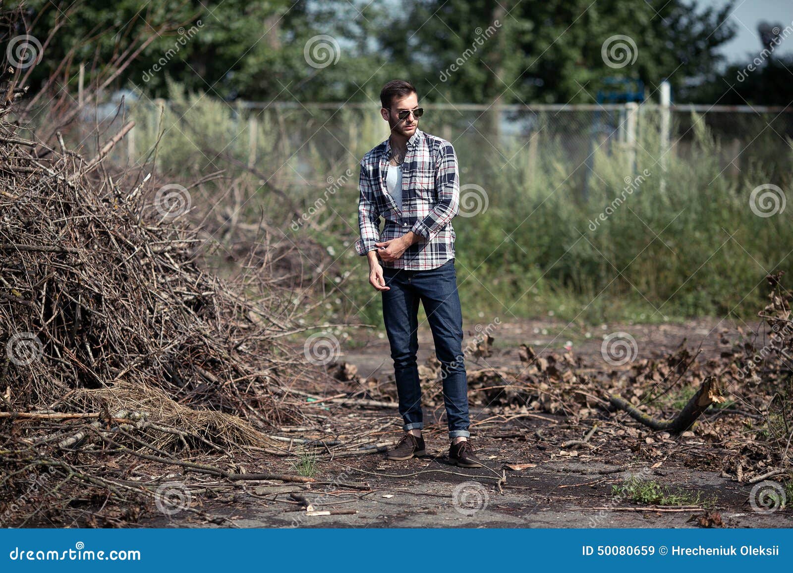 The Man in the Authentic Boots and Selvedge Jeans on a the Back Stock ...