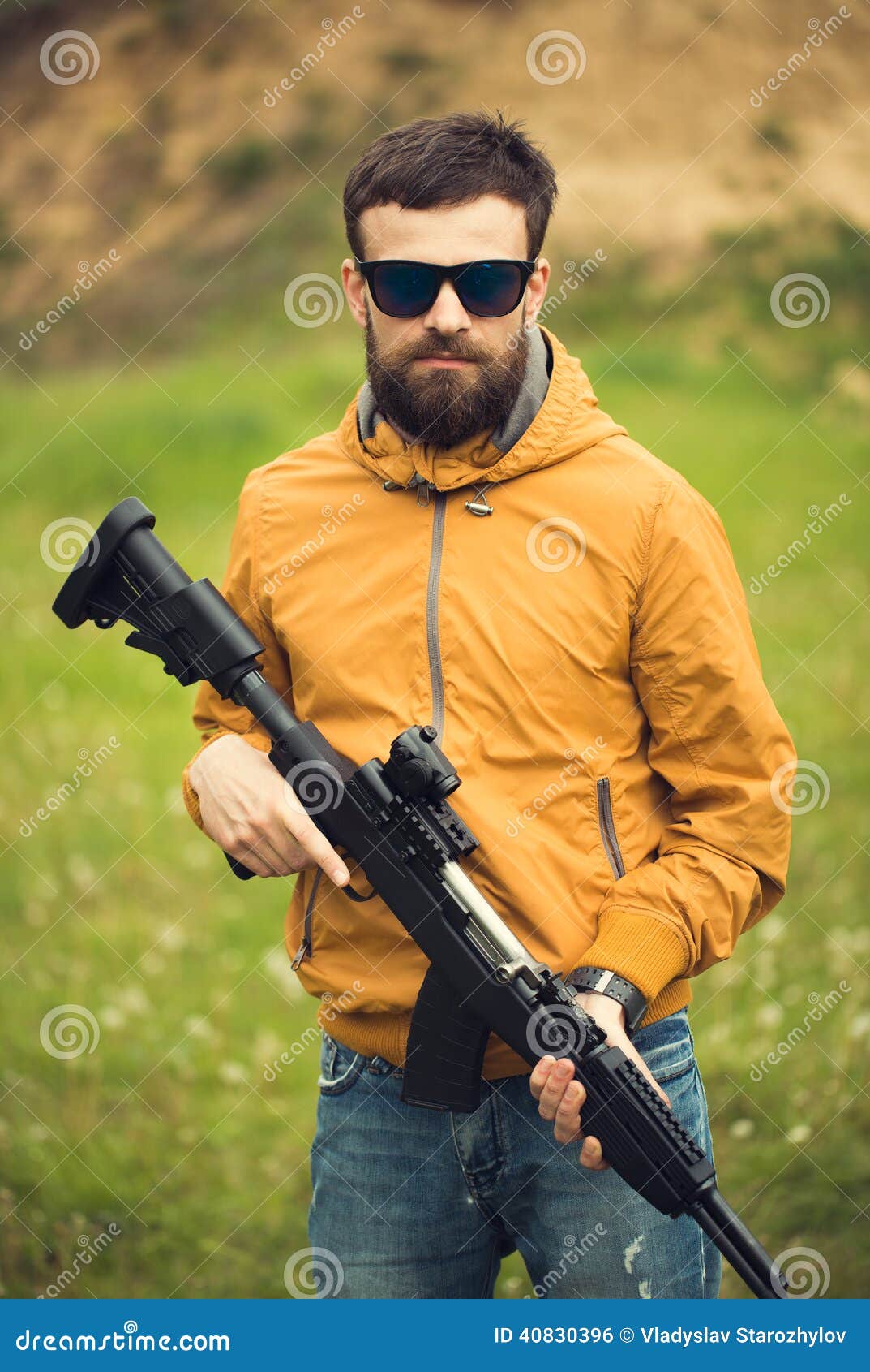 A Man with an Automatic Rifle Stock Photo - Image of military, weapon ...
