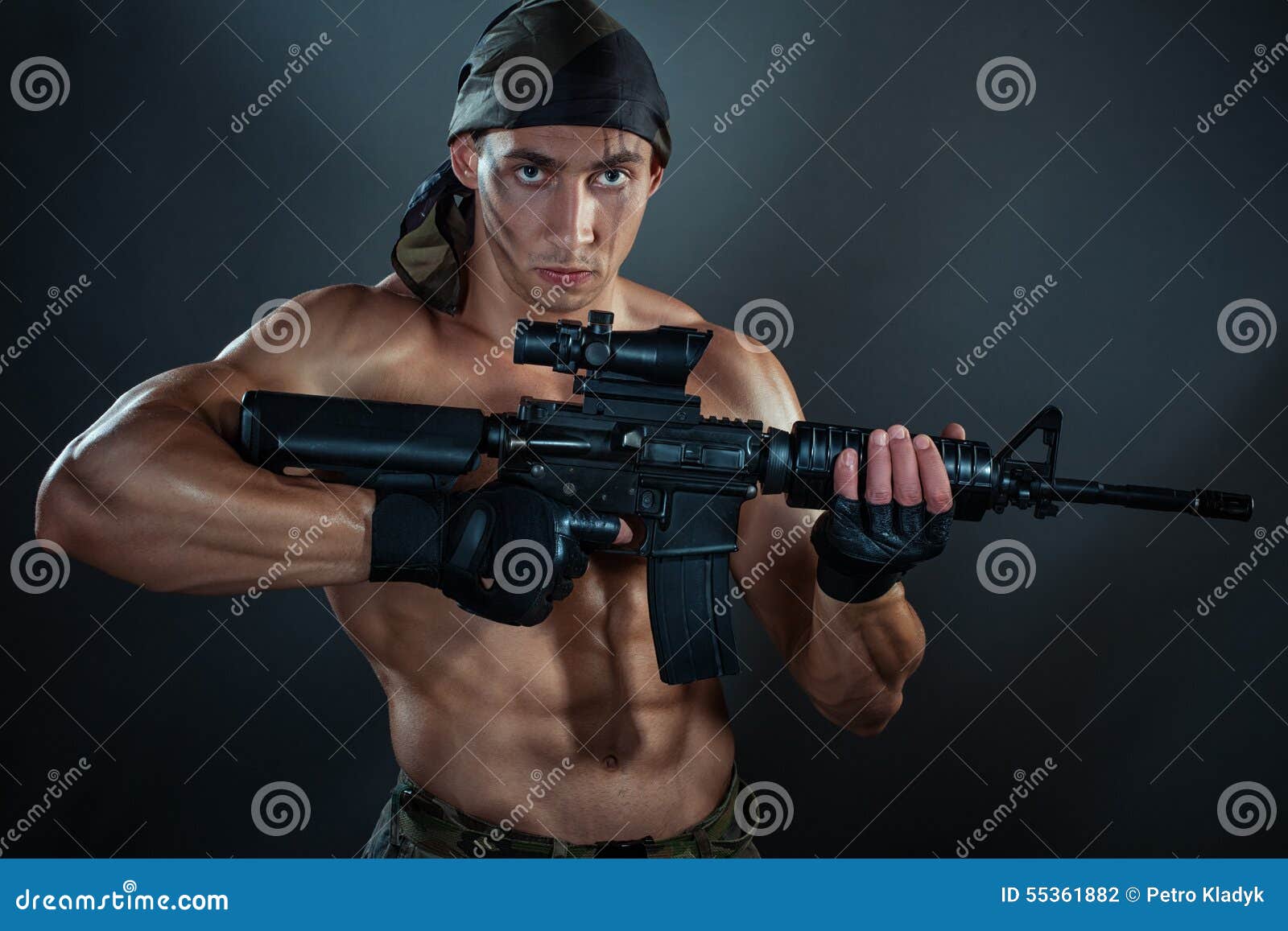 Man with an Automatic Weapon. Stock Photo - Image of force, airsoft ...