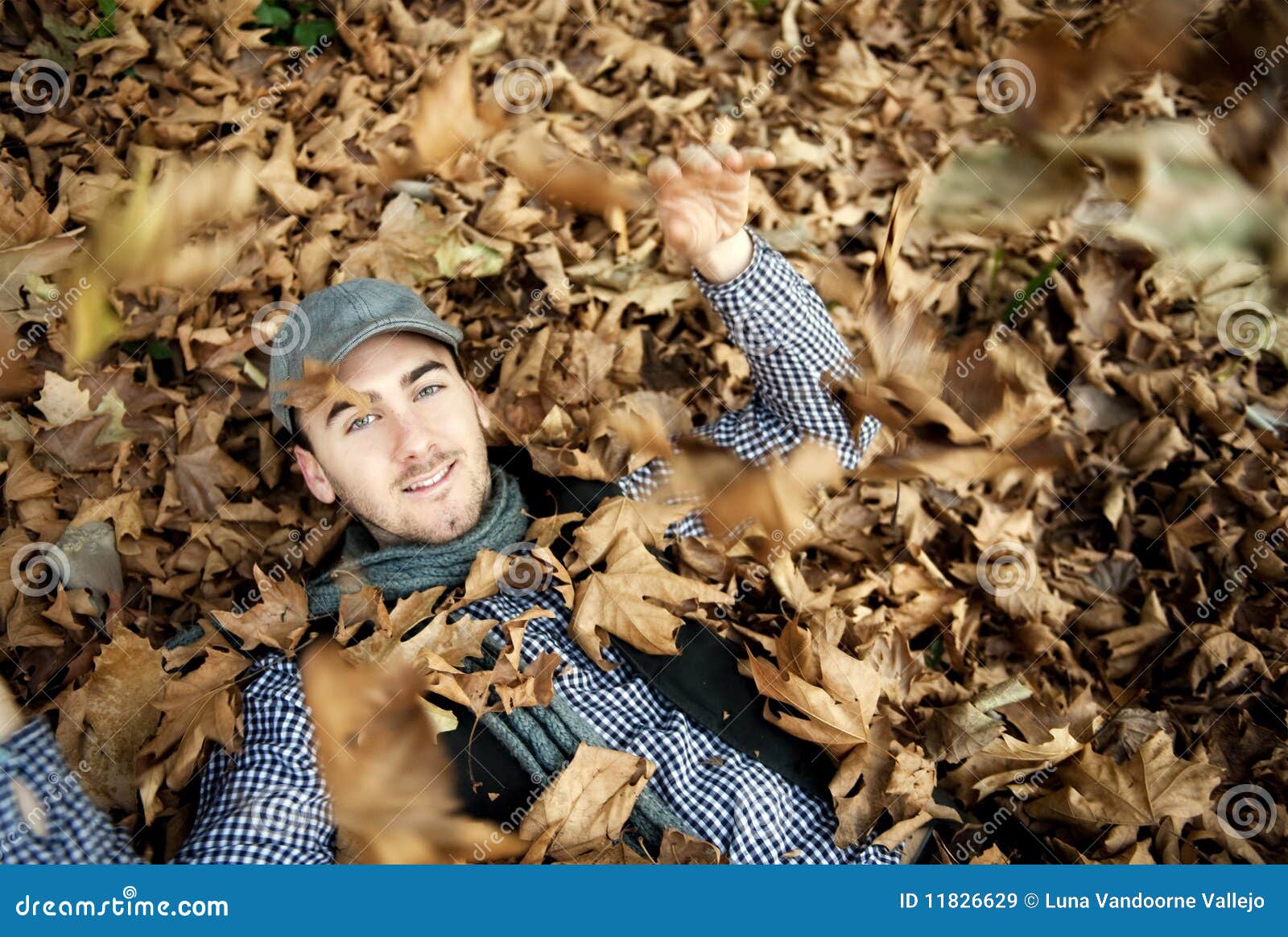 Man in autumn background stock image. Image of chequered - 11826629