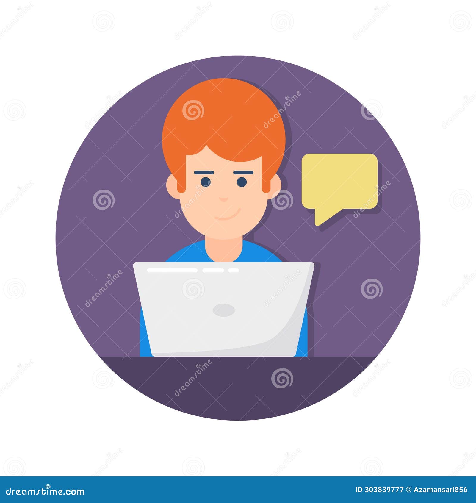 A Man Avatar with Laptop and Chat Bubble Showing Concept Icon of Online ...