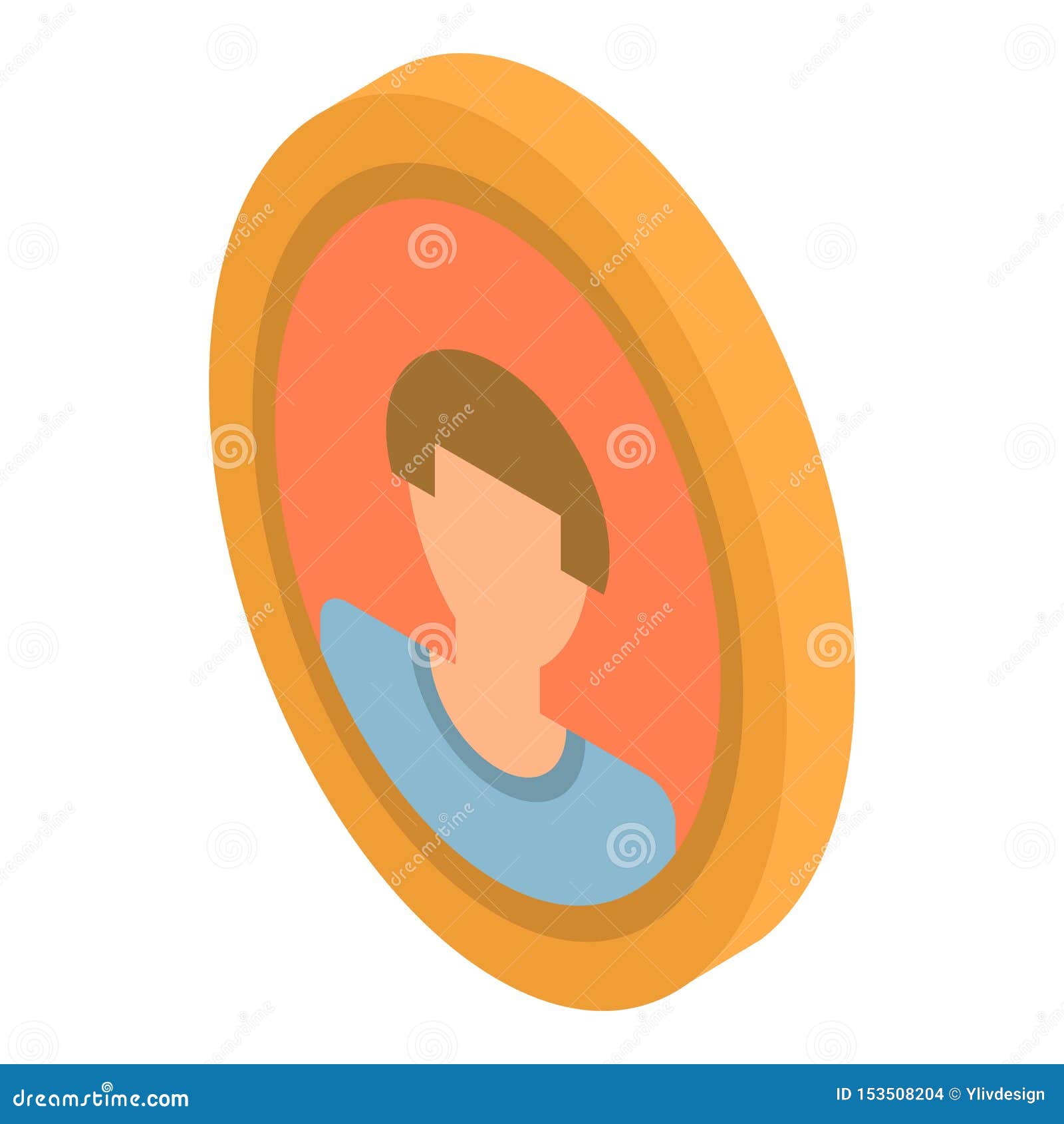 Man Avatar Picture Icon, Isometric Style Stock Vector - Illustration of ...