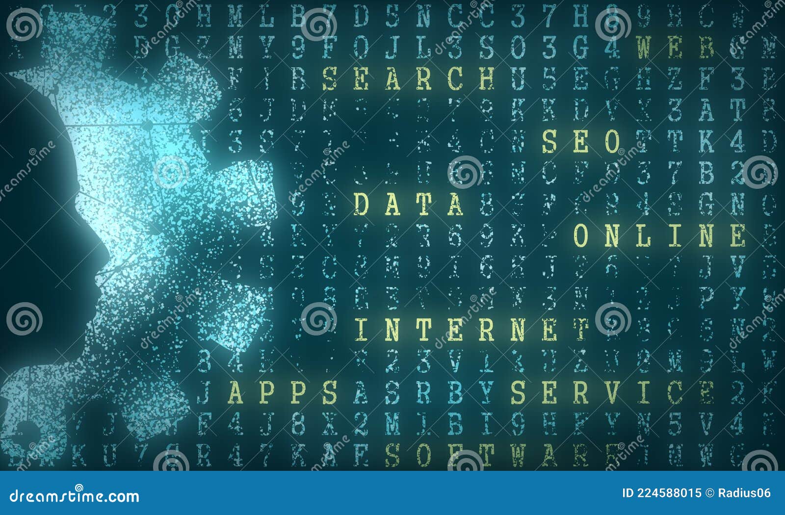 Man Avatar Profile View. Digital Matrix Overlay Stock Illustration ...