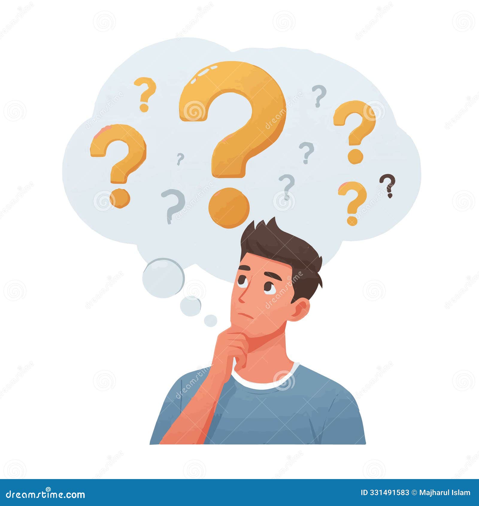 Man Avatar Thinking with Question Marks Isolated Stock Vector ...