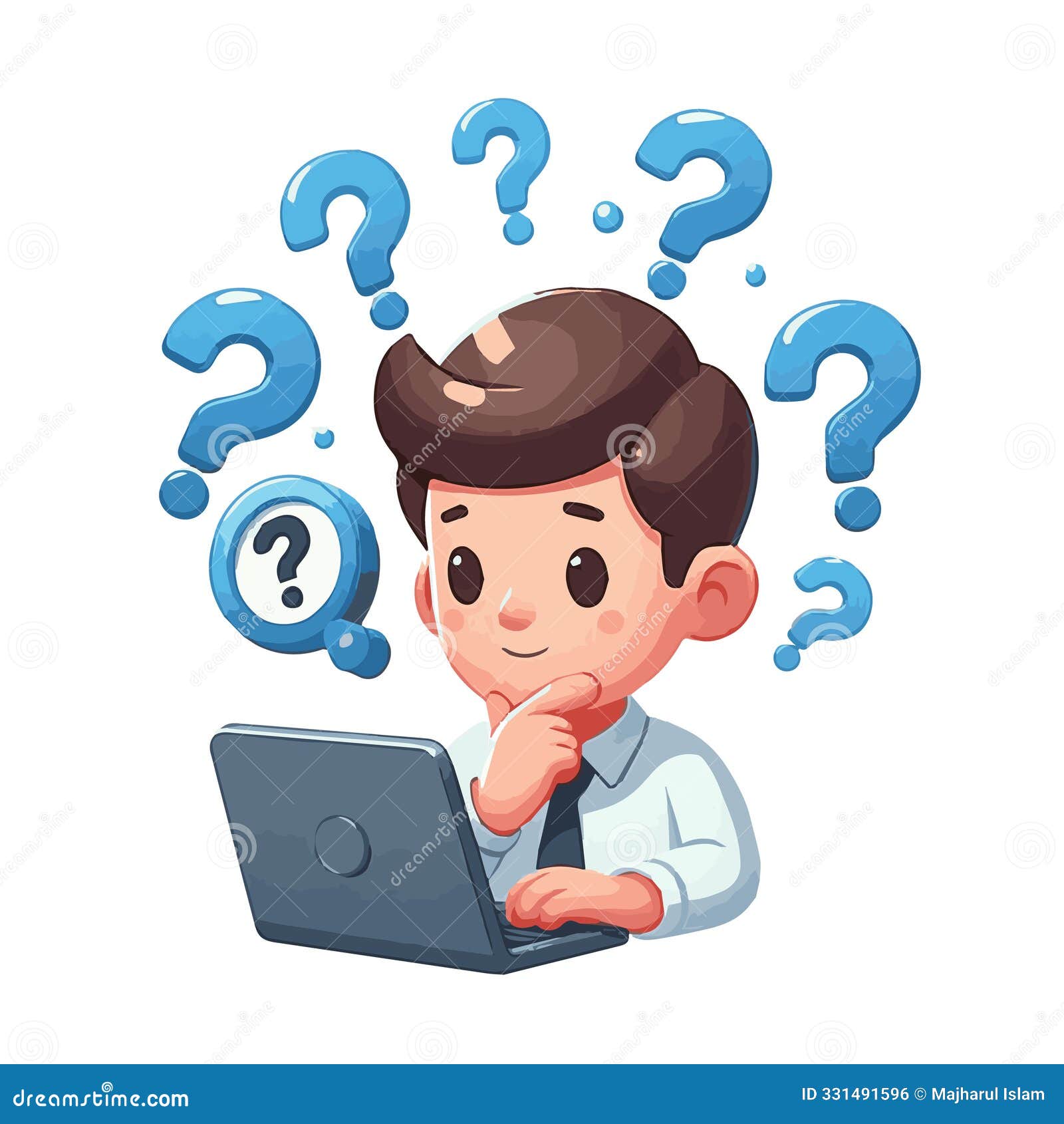 Man Avatar Thinking with Question Marks Isolated Stock Vector ...