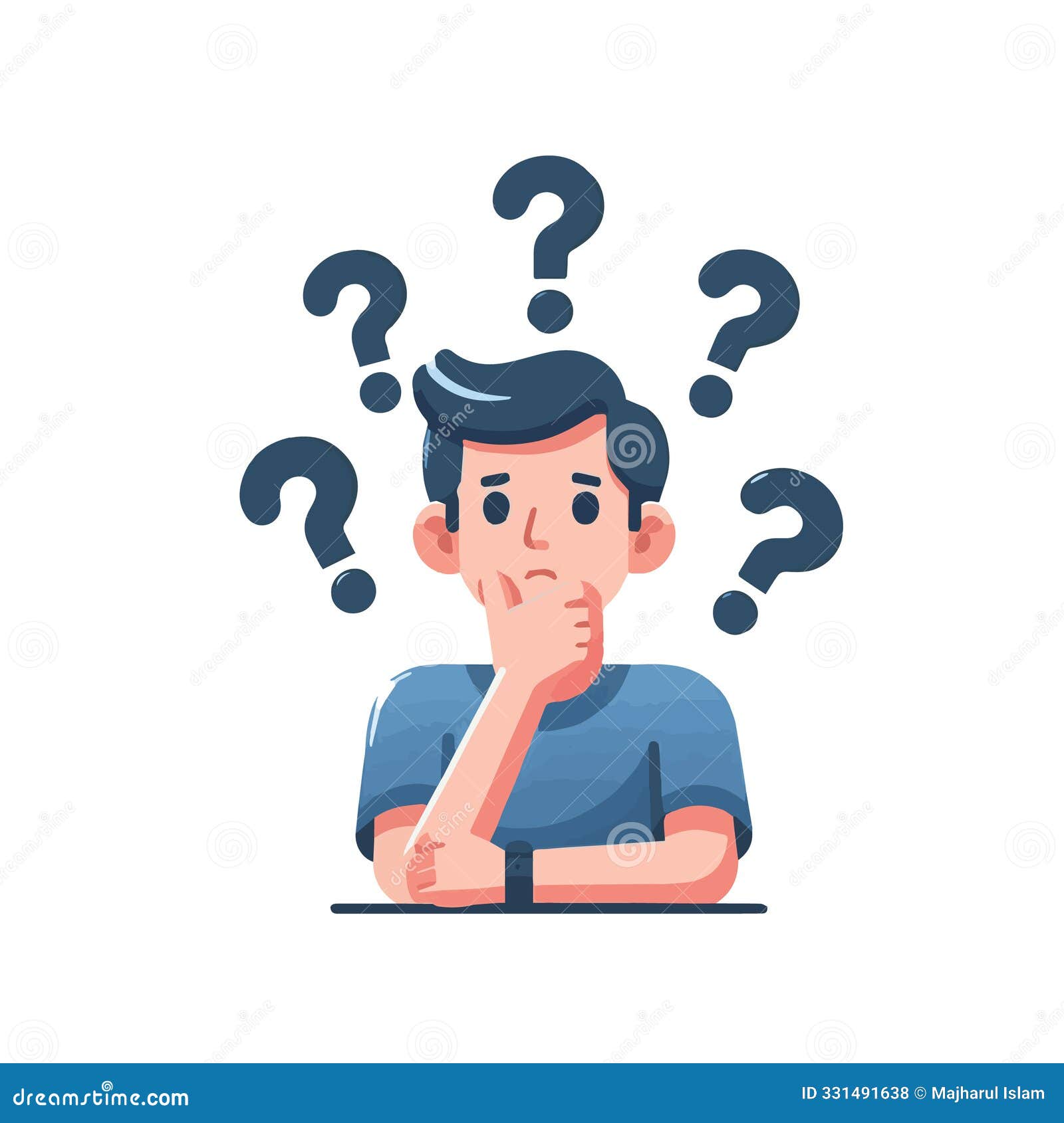 Man Avatar Thinking with Question Marks Isolated Stock Vector ...