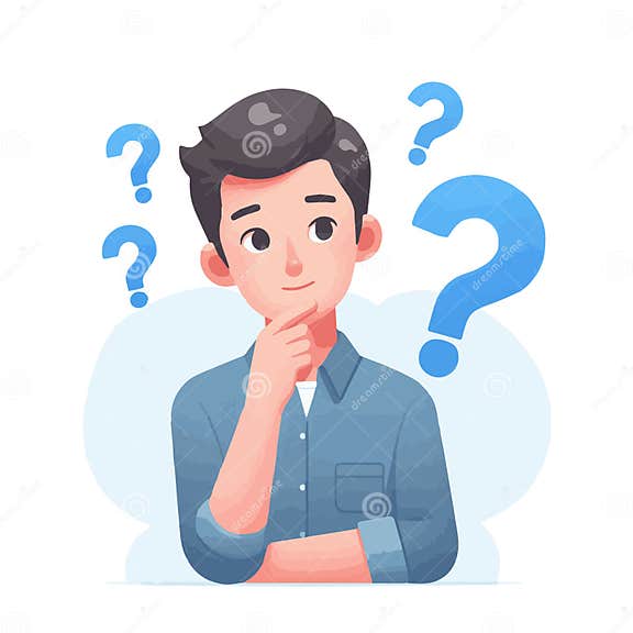 Man Avatar Thinking with Question Marks Isolated Stock Vector ...