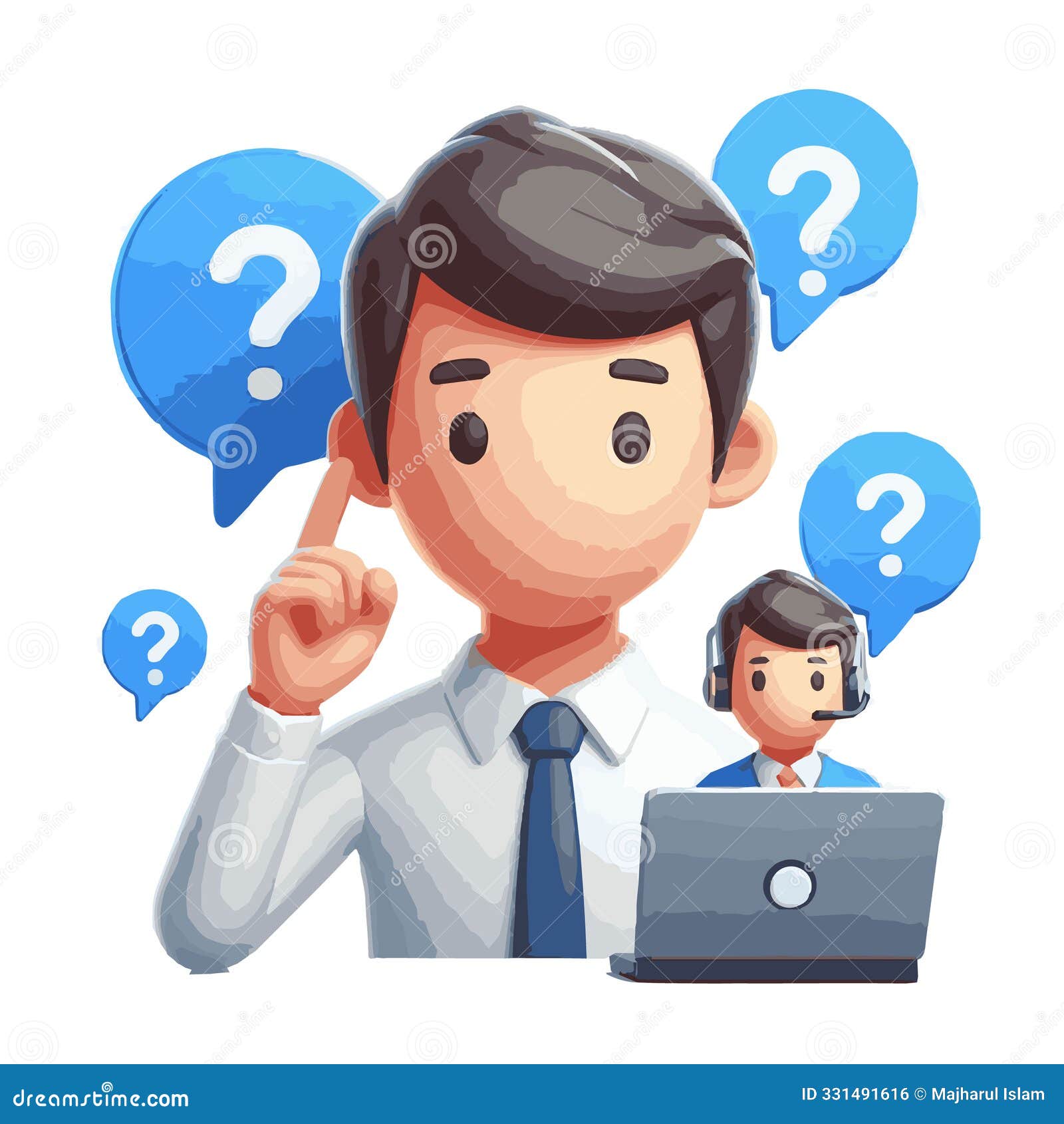 Man Avatar Thinking with Question Marks Isolated Stock Vector ...